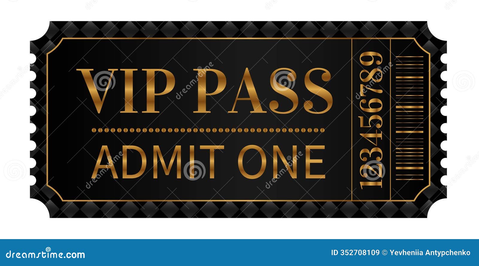VIP Pass Admission Golden Ticket Template. Stock Illustration ...