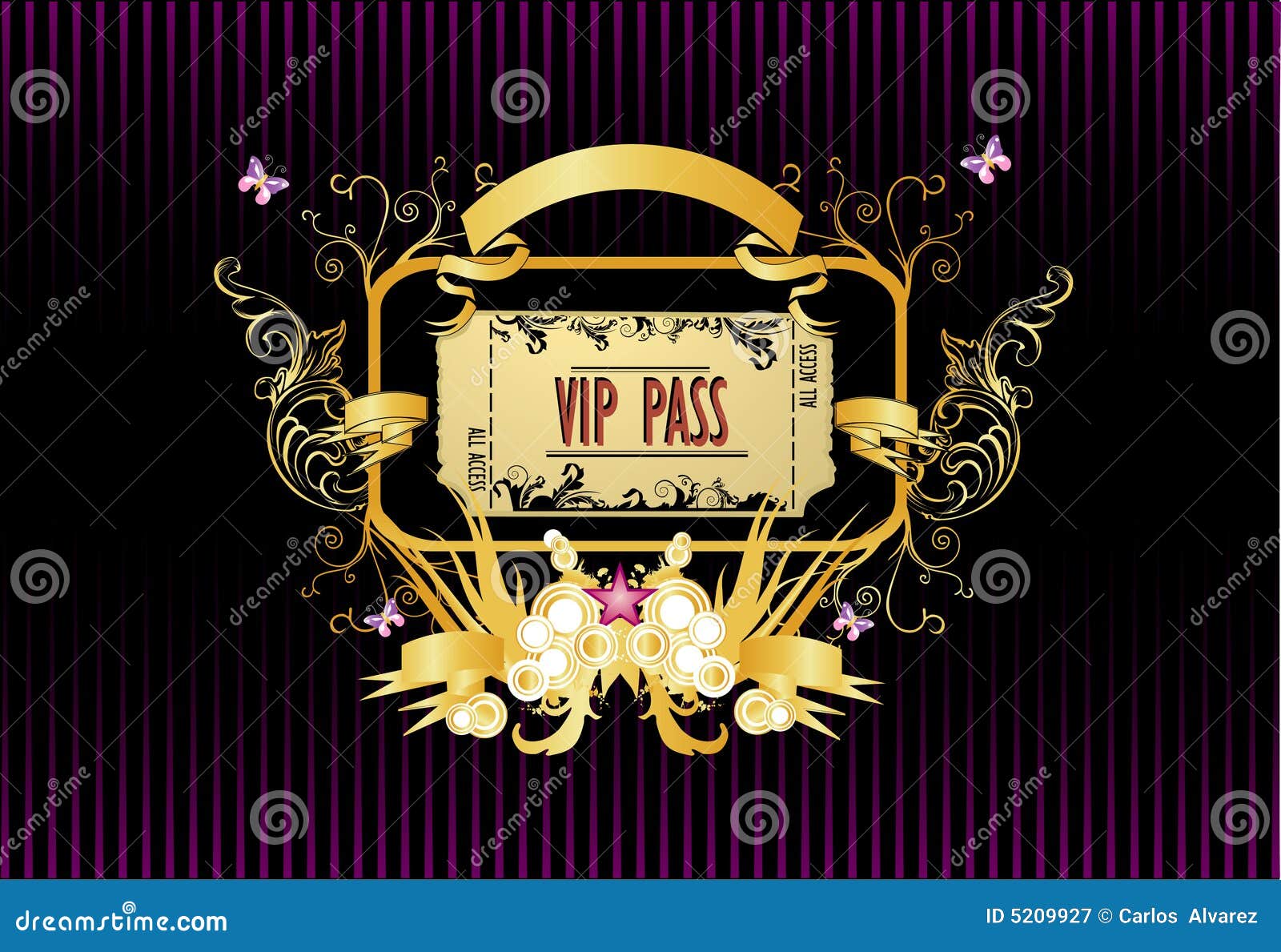 Vip pass vector stock vector. Illustration of ticket, curl - 5209927