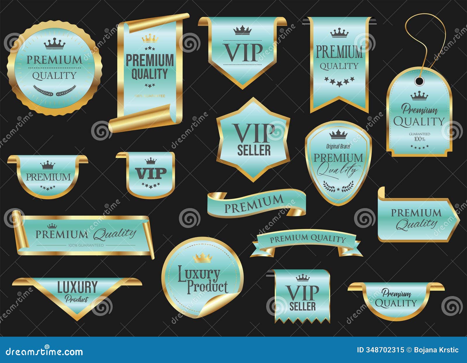 VIP and Premium Emblem Black and Gold Isolated on White Background ...