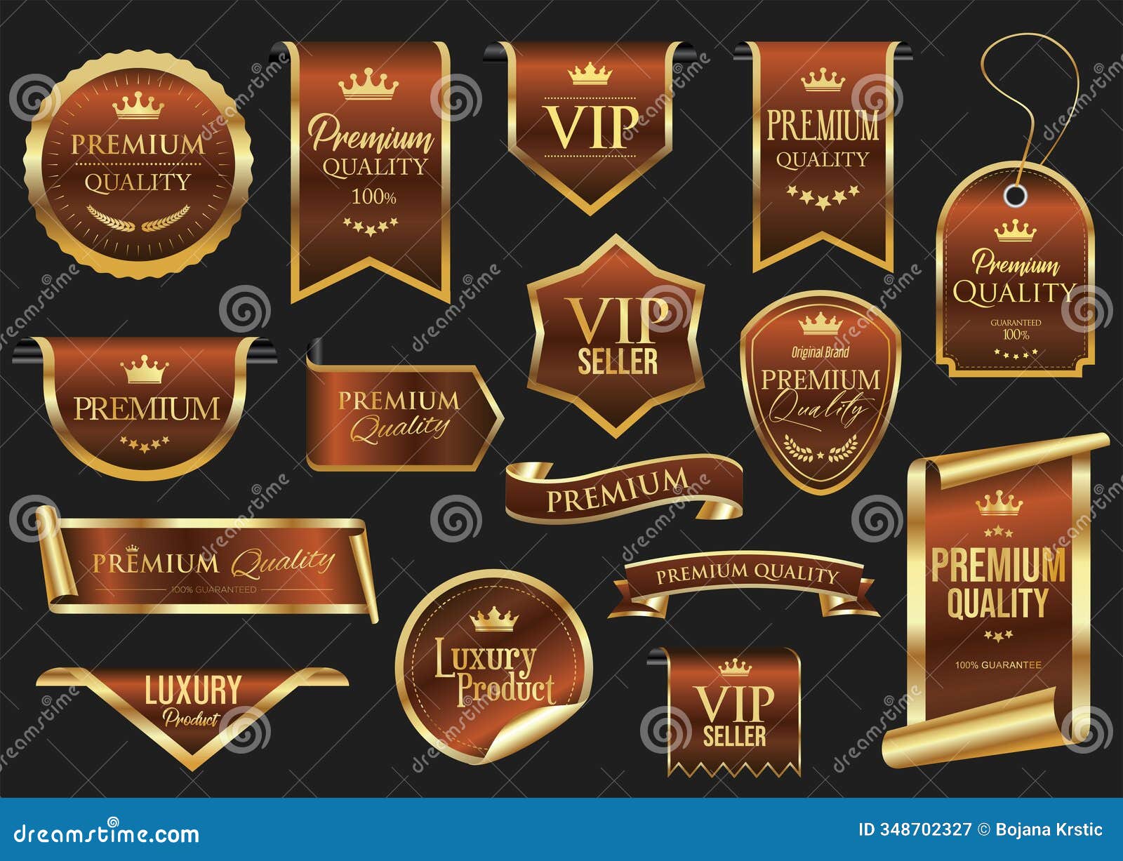 VIP and Premium Emblem Black and Gold Isolated on White Background ...