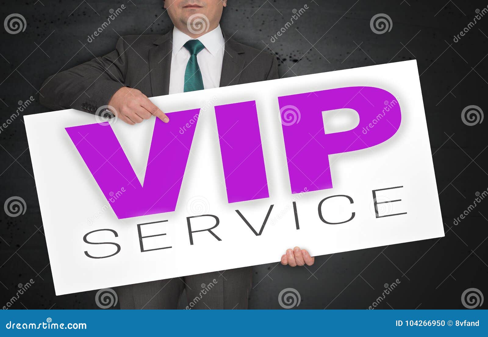 VIP Service Poster is Held by Businessman Stock Photo - Image of ...