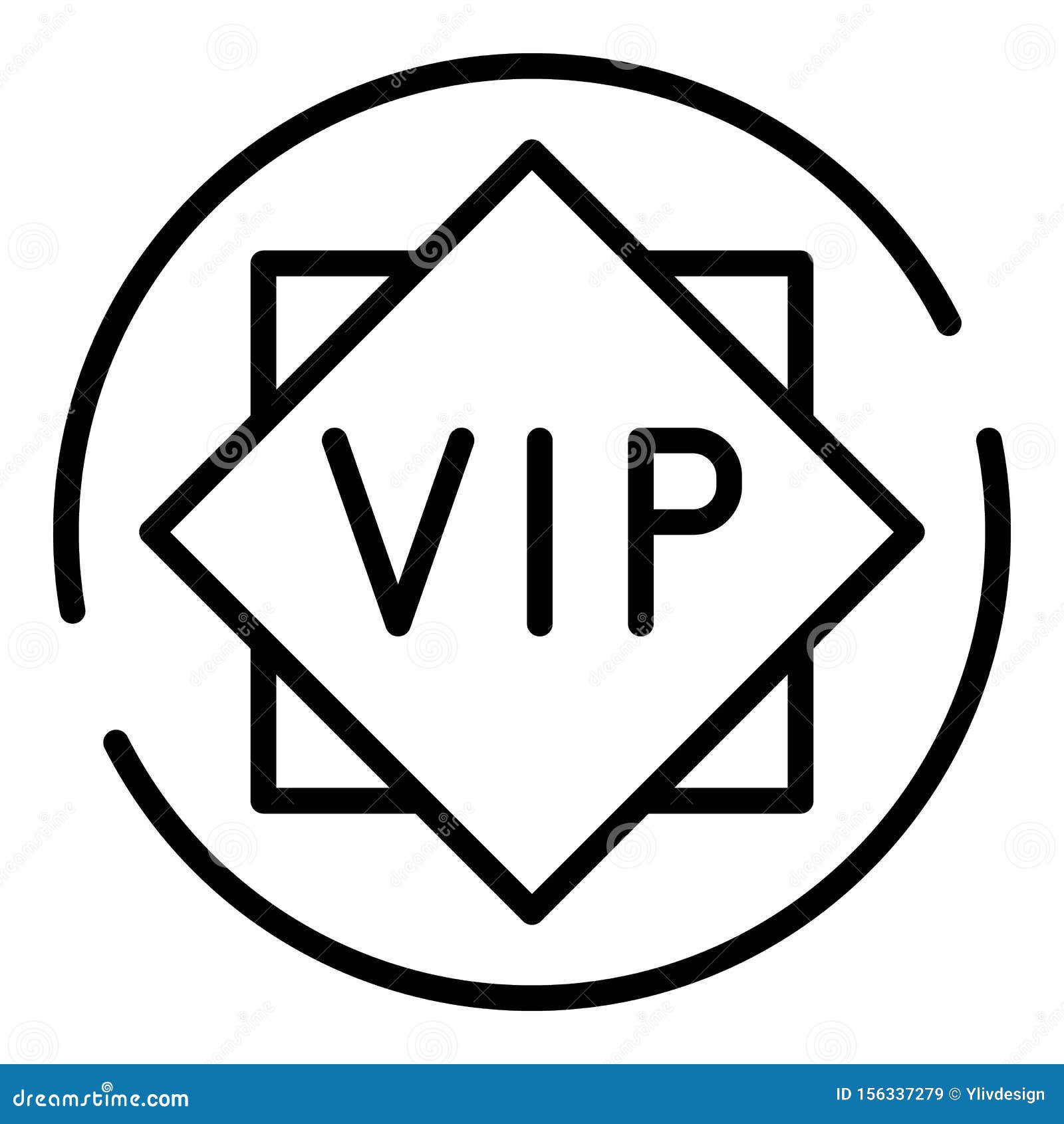 VIP Sign Icon, Outline Style Stock Vector - Illustration of black ...
