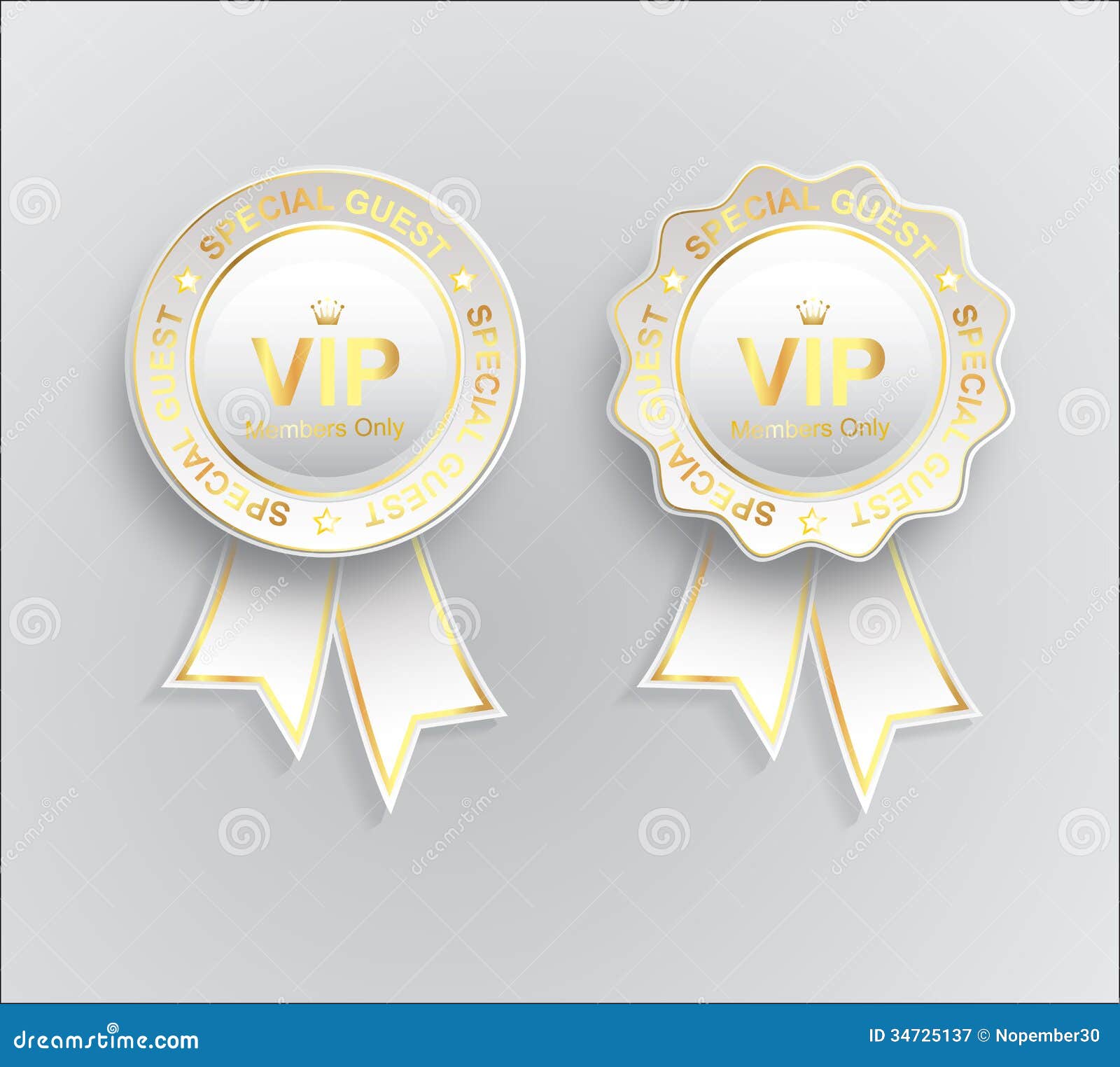 Vip Sign White Gold with Ribbon Stock Vector - Illustration of button ...