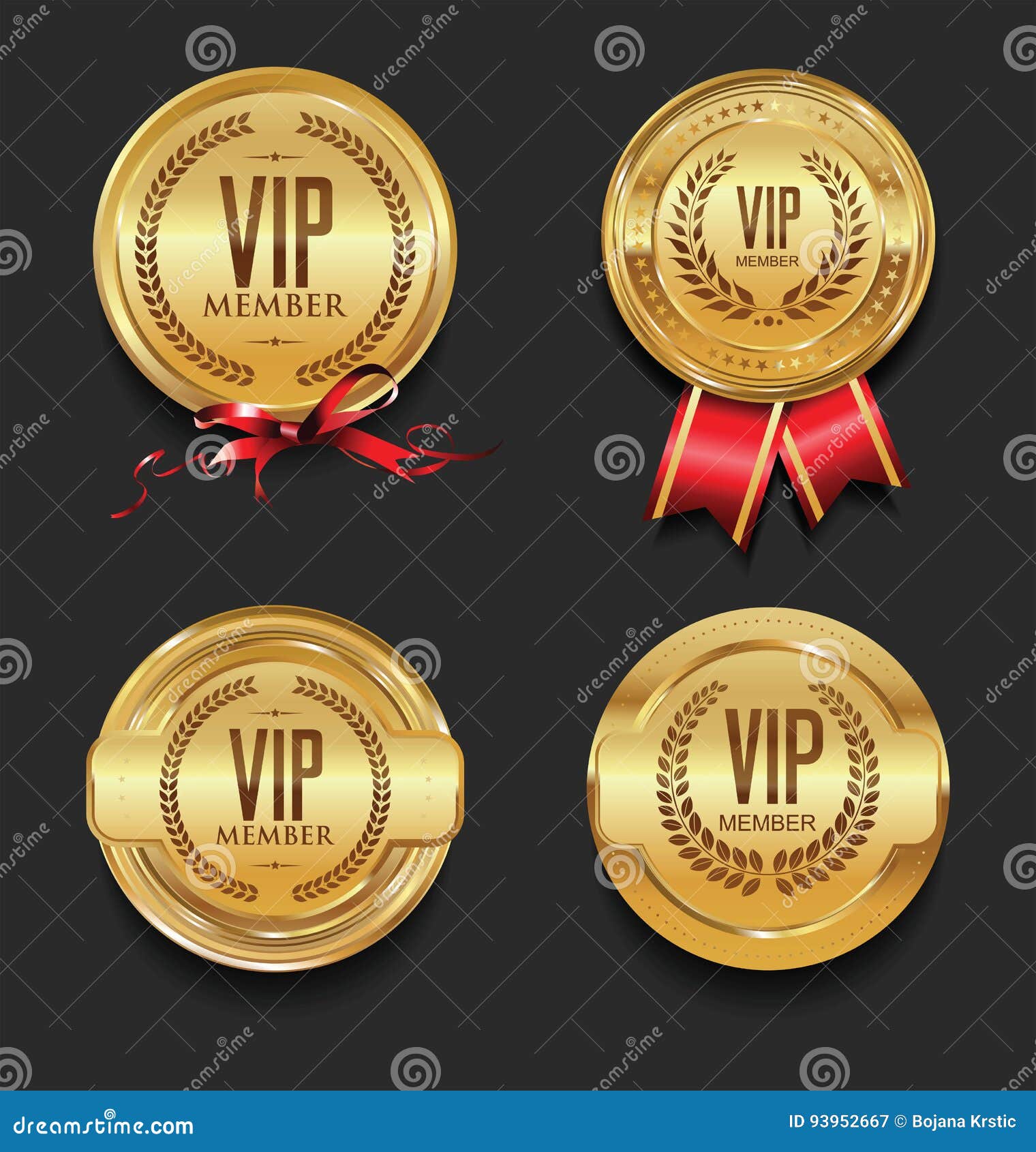 VIP Silver and Gold Label Collection Stock Illustration - Illustration ...