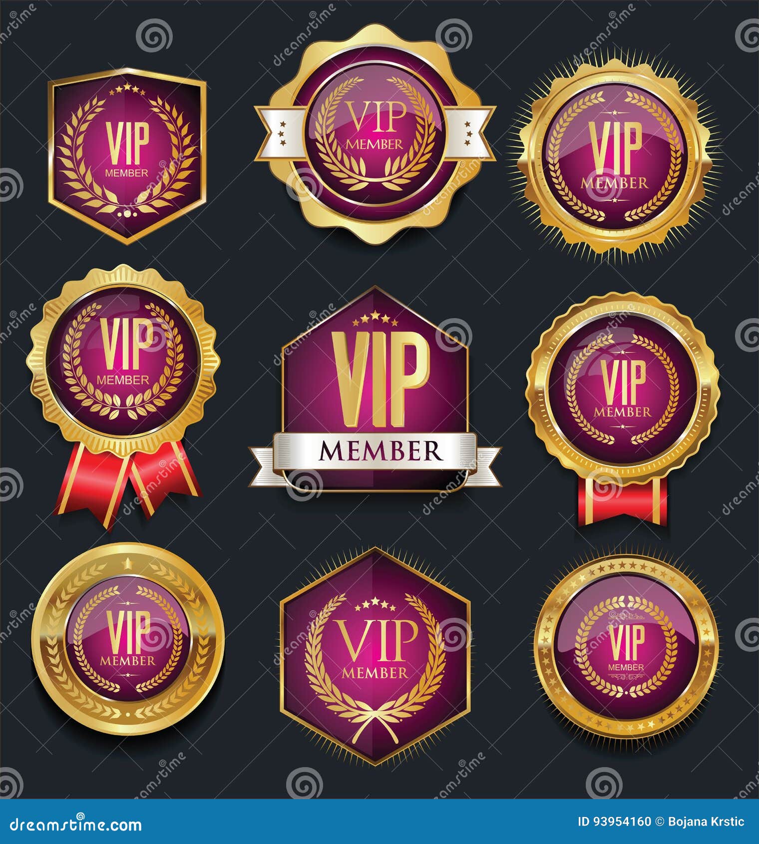 VIP Silver and Gold Label Collection Stock Vector - Illustration of ...