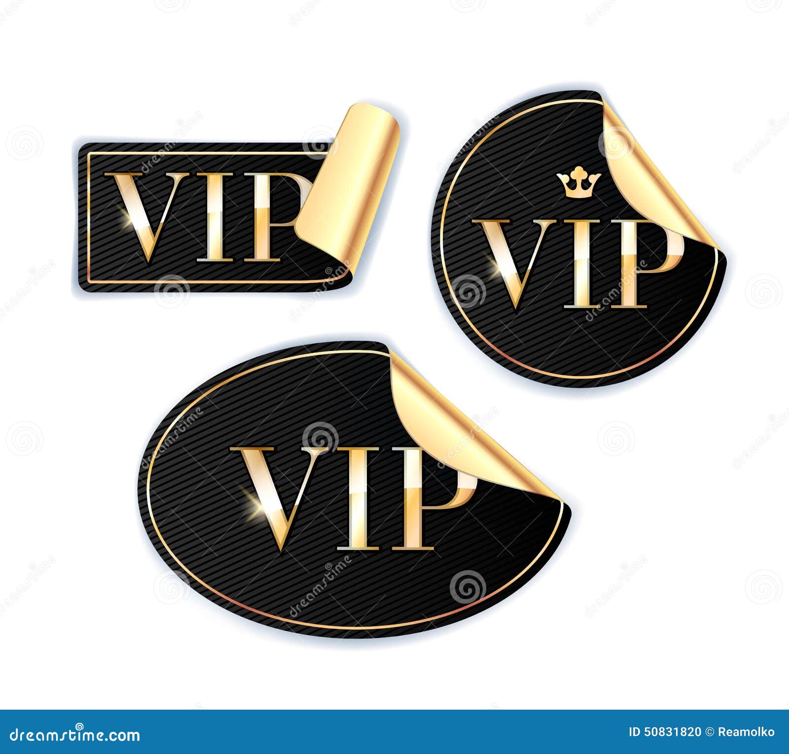 VIP Stickers Set. Black Color. Stock Vector - Illustration of design ...