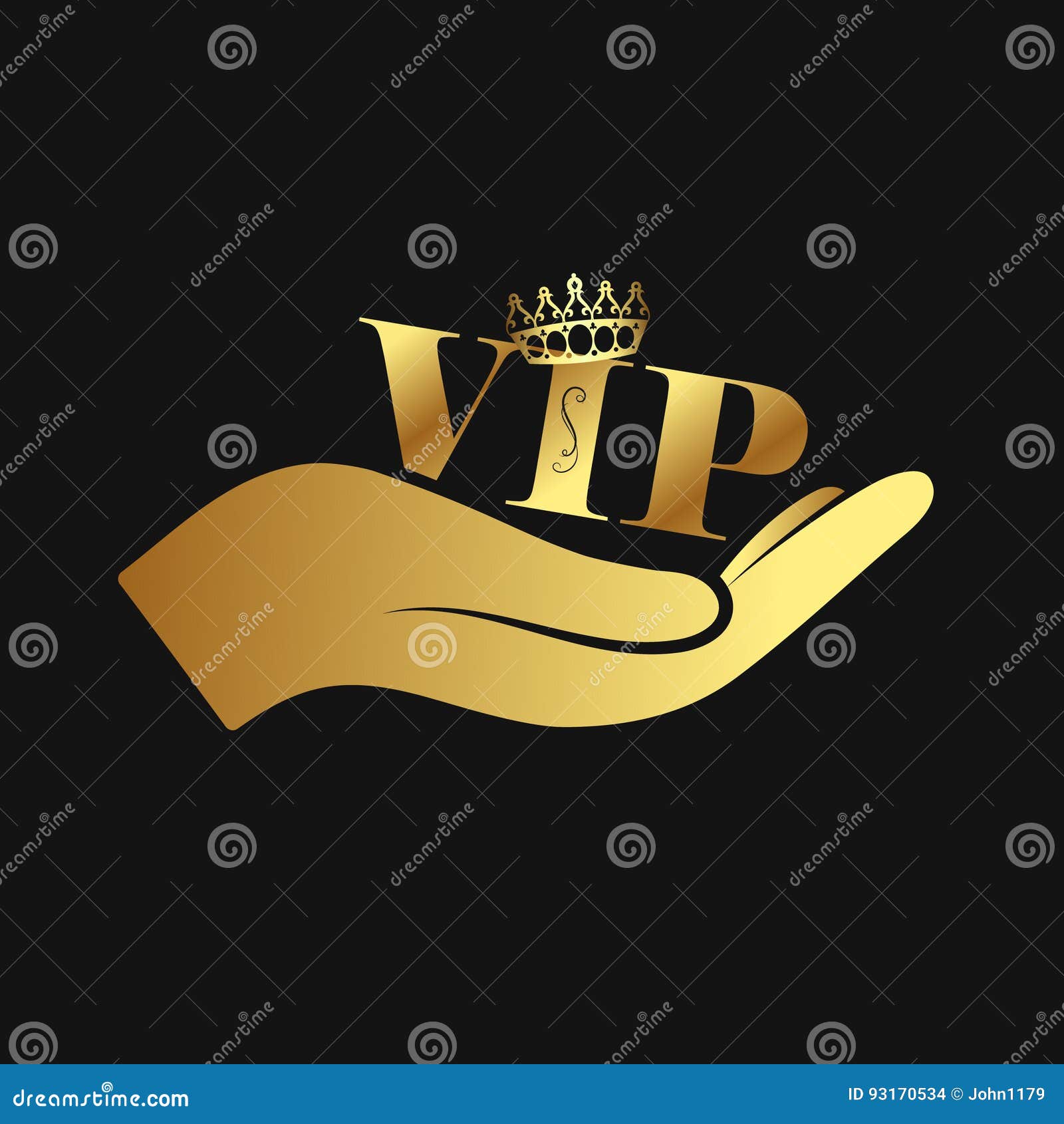 Vip symbol in hand stock vector. Illustration of emblem - 93170534