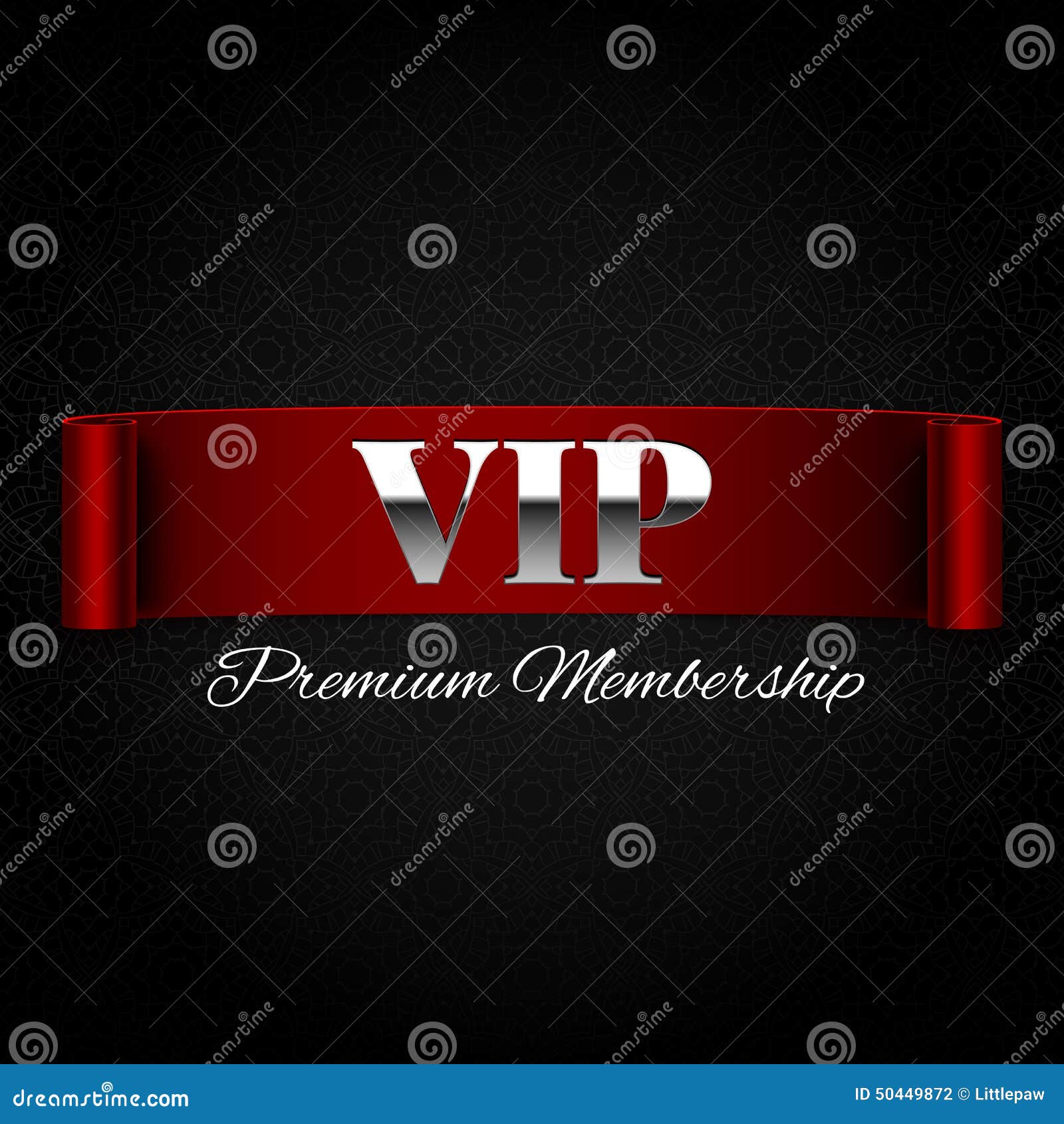 Vip text on red ribbon stock vector. Illustration of sign - 50449872