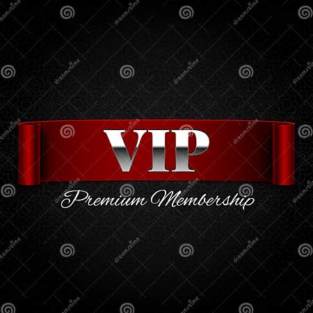 Vip text on red ribbon stock vector. Illustration of sign - 50449872