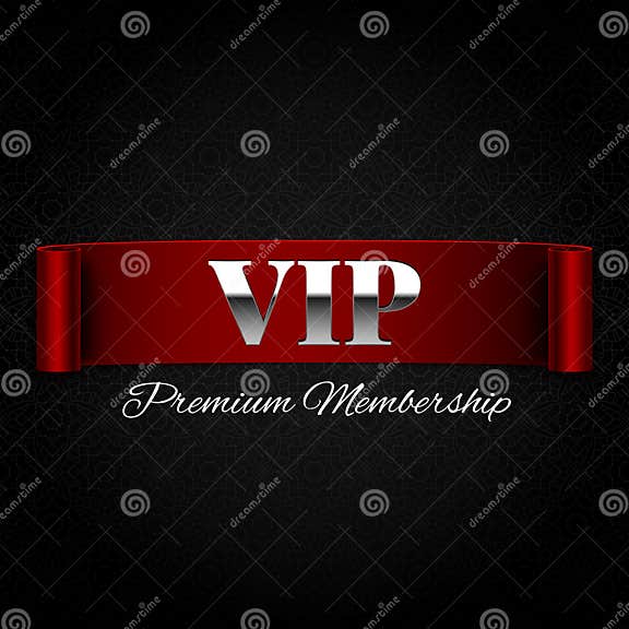Vip text on red ribbon stock vector. Illustration of sign - 50449872