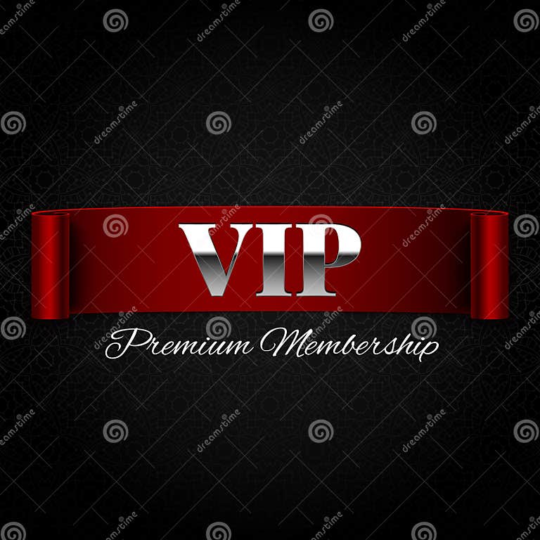 Vip text on red ribbon stock vector. Illustration of sign - 50449872