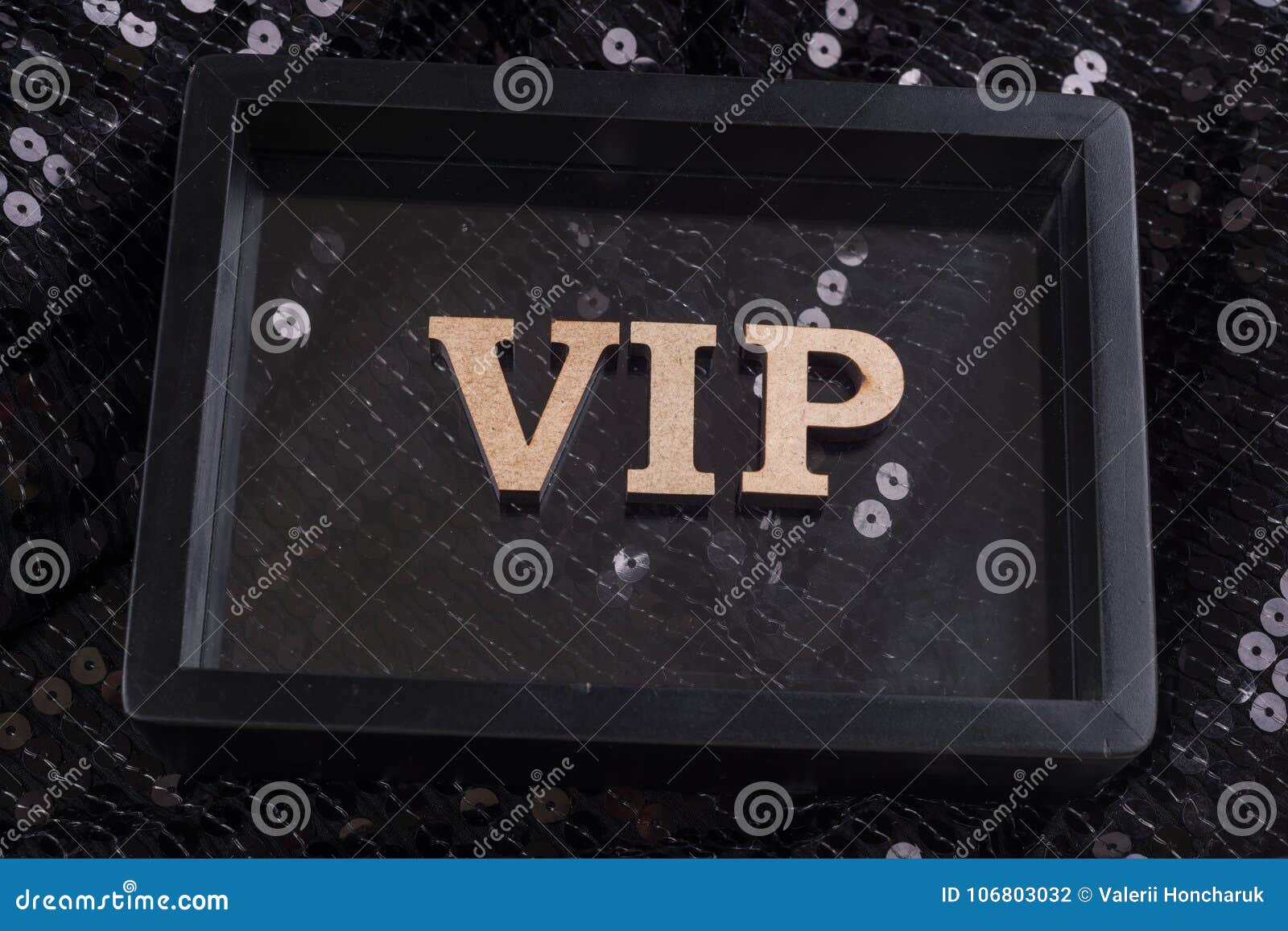 VIP is Written in Abstract Letters in a Black Frame. Black Luxurious ...