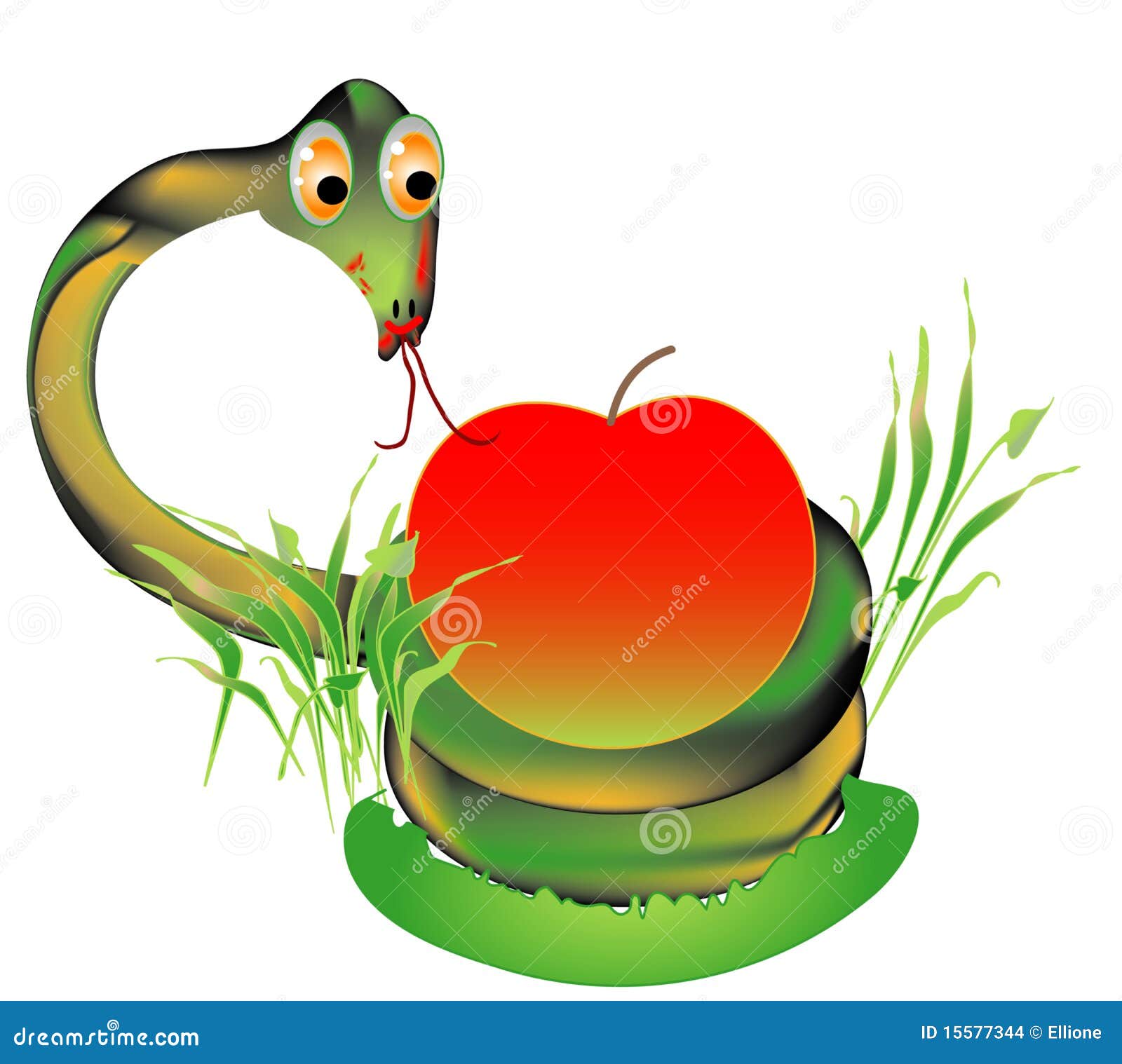 Viper with apple stock vector. Illustration of paradise - 15577344