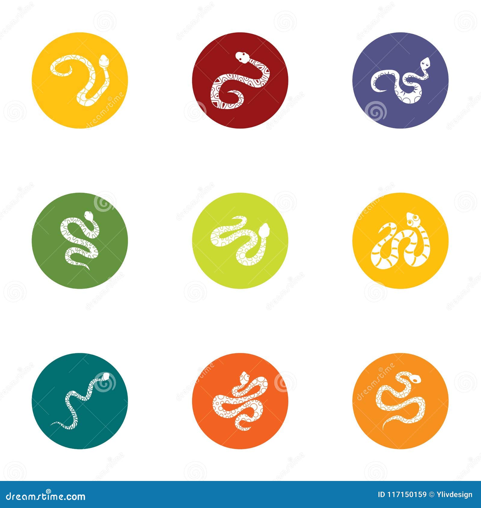 Viper Icons Set, Flat Style Stock Vector - Illustration of beautiful ...