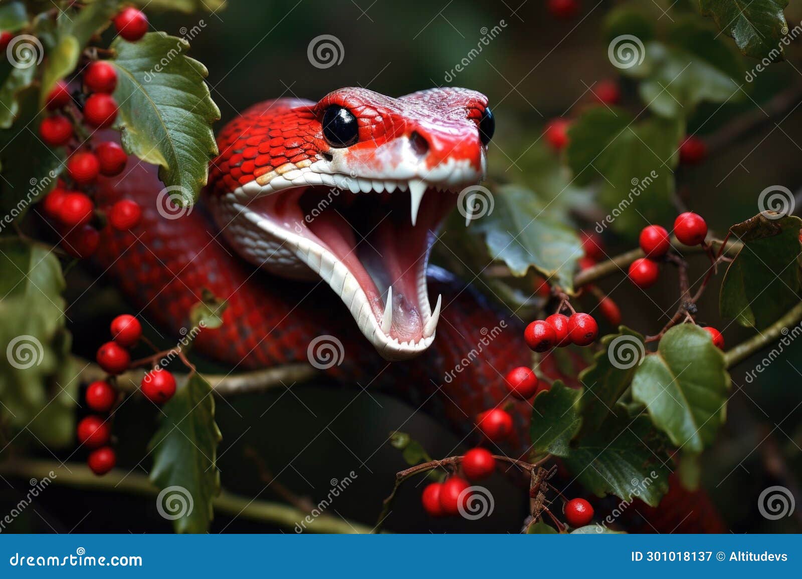 A Viper Lunging Out from a Leafy Green Bush with Its Fangs Exposed ...