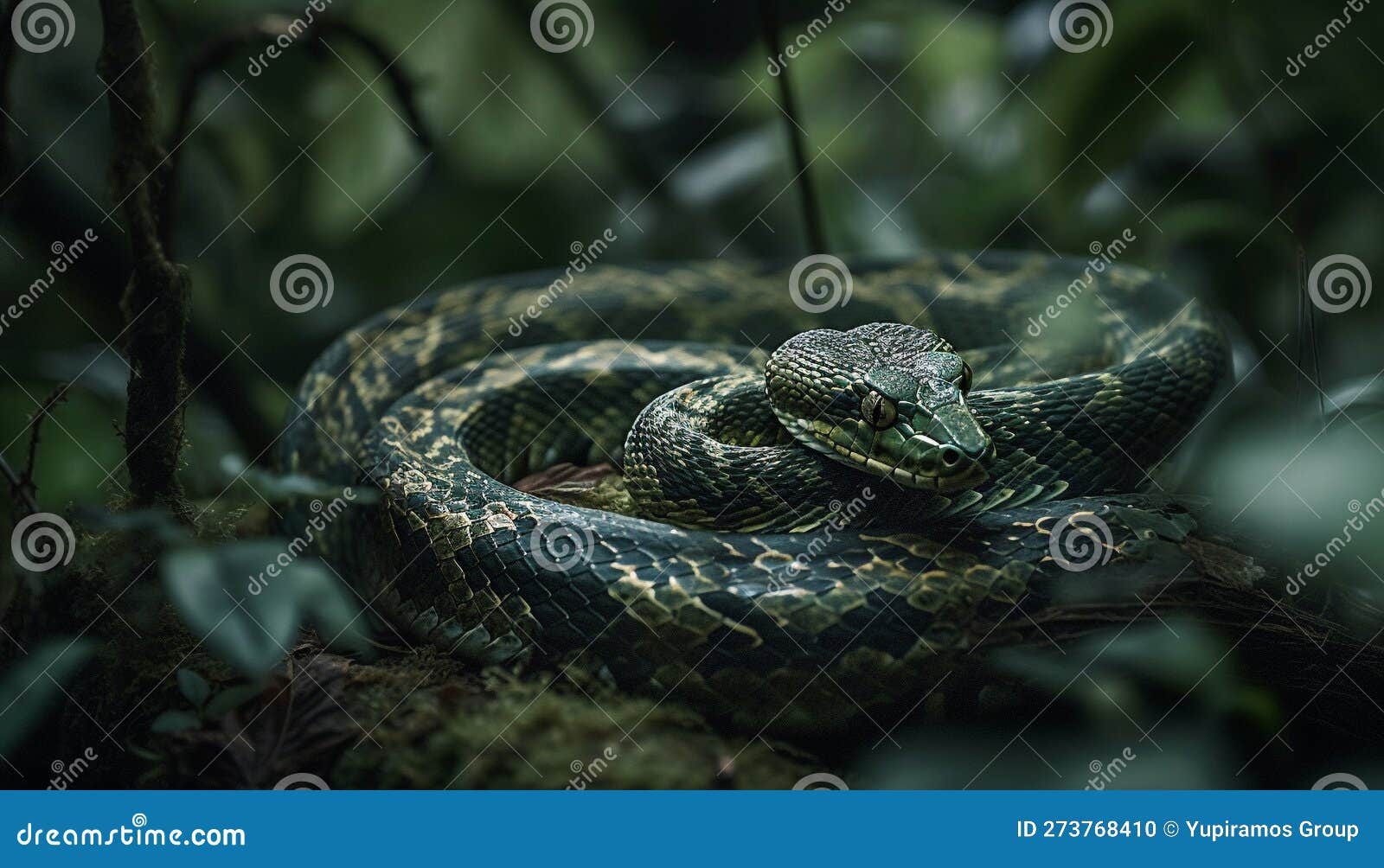Viper Spirals on Branch, Dangerous and Spooky Generated by AI Stock ...