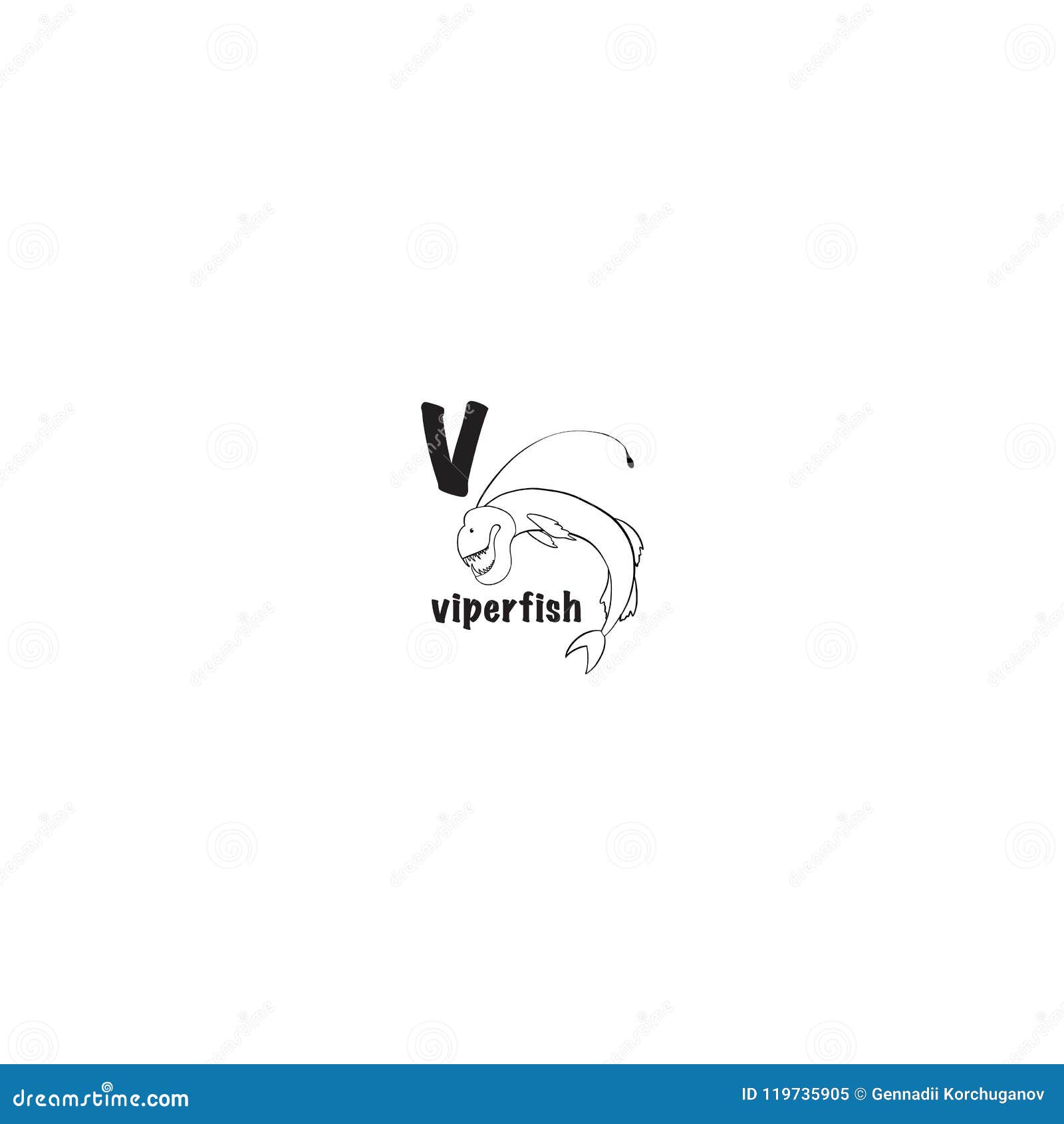 Viperfish coloring page stock vector. Illustration of color - 119735905