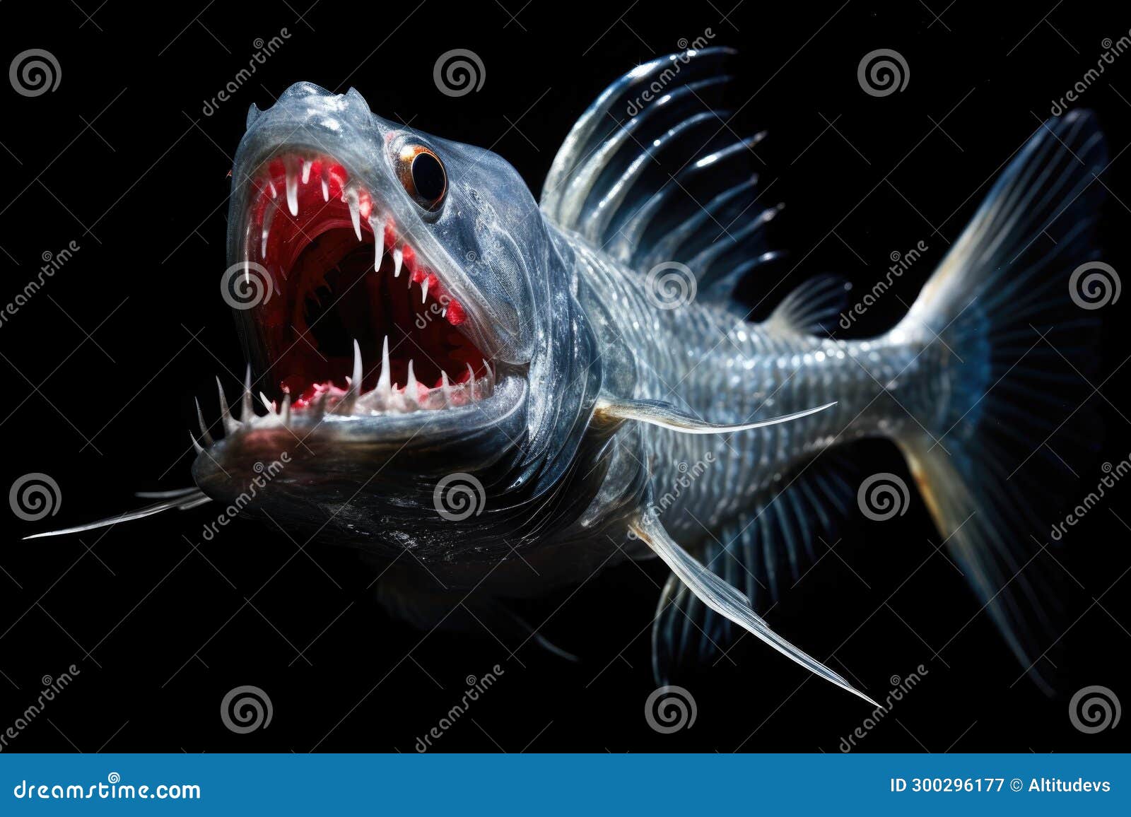 A Viperfish with Its Sharp Teeth, Illuminated by Its Own Light Stock ...
