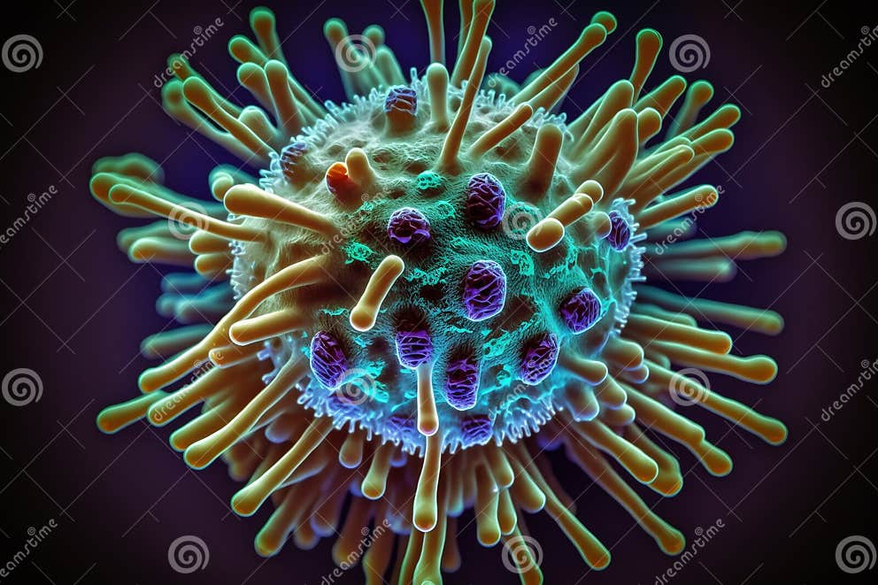 Viral Bacterium Under the Microscope Generative AI Stock Illustration ...