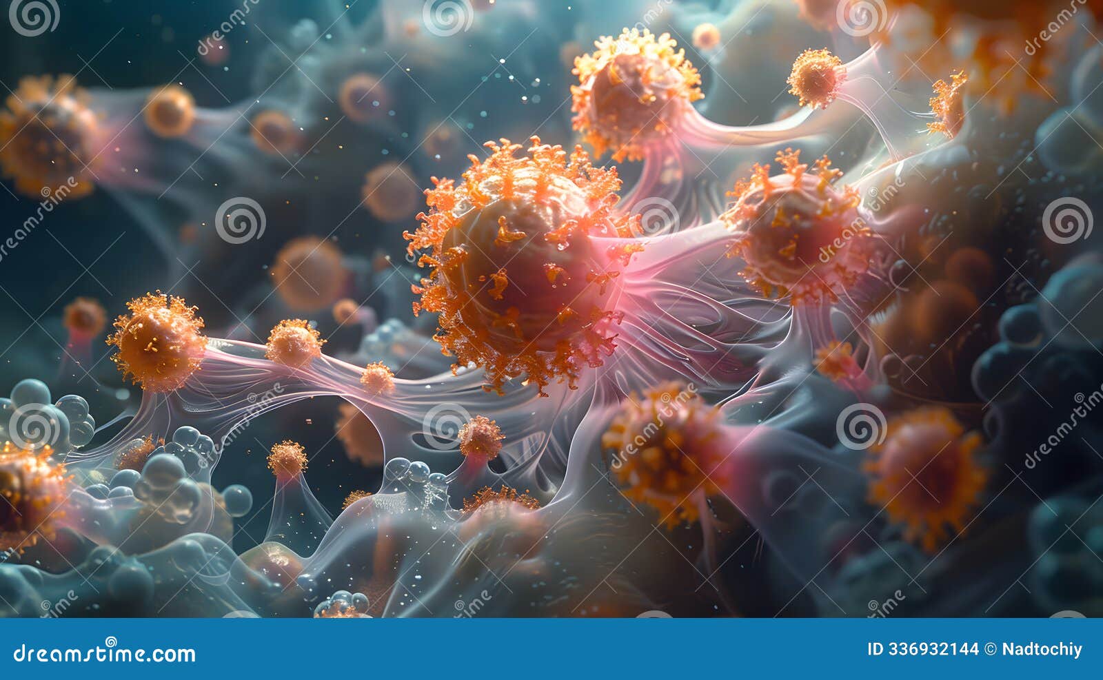 Viral Cells Under Microscope, Intricate Biological Structures Stock ...