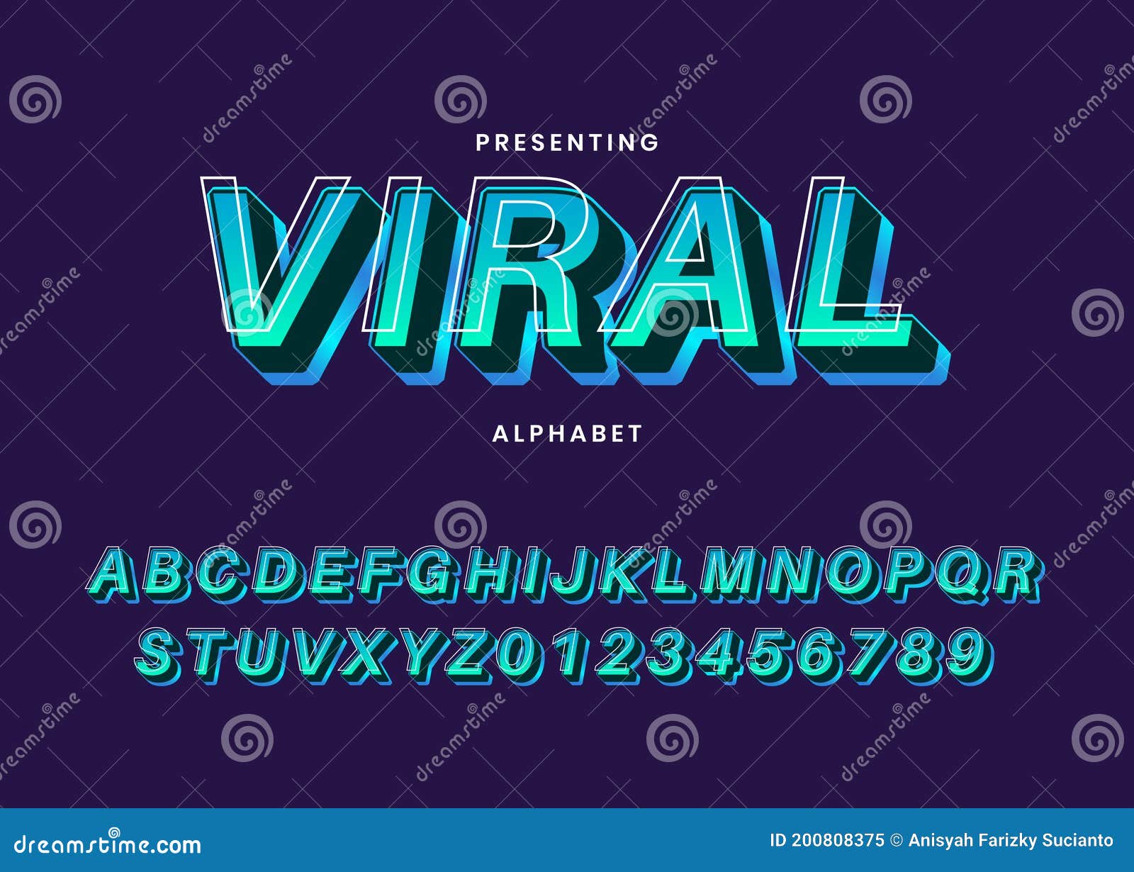 Viral 3d Bold and Vibrant Gradient Font Alphabet. Stock Vector ...