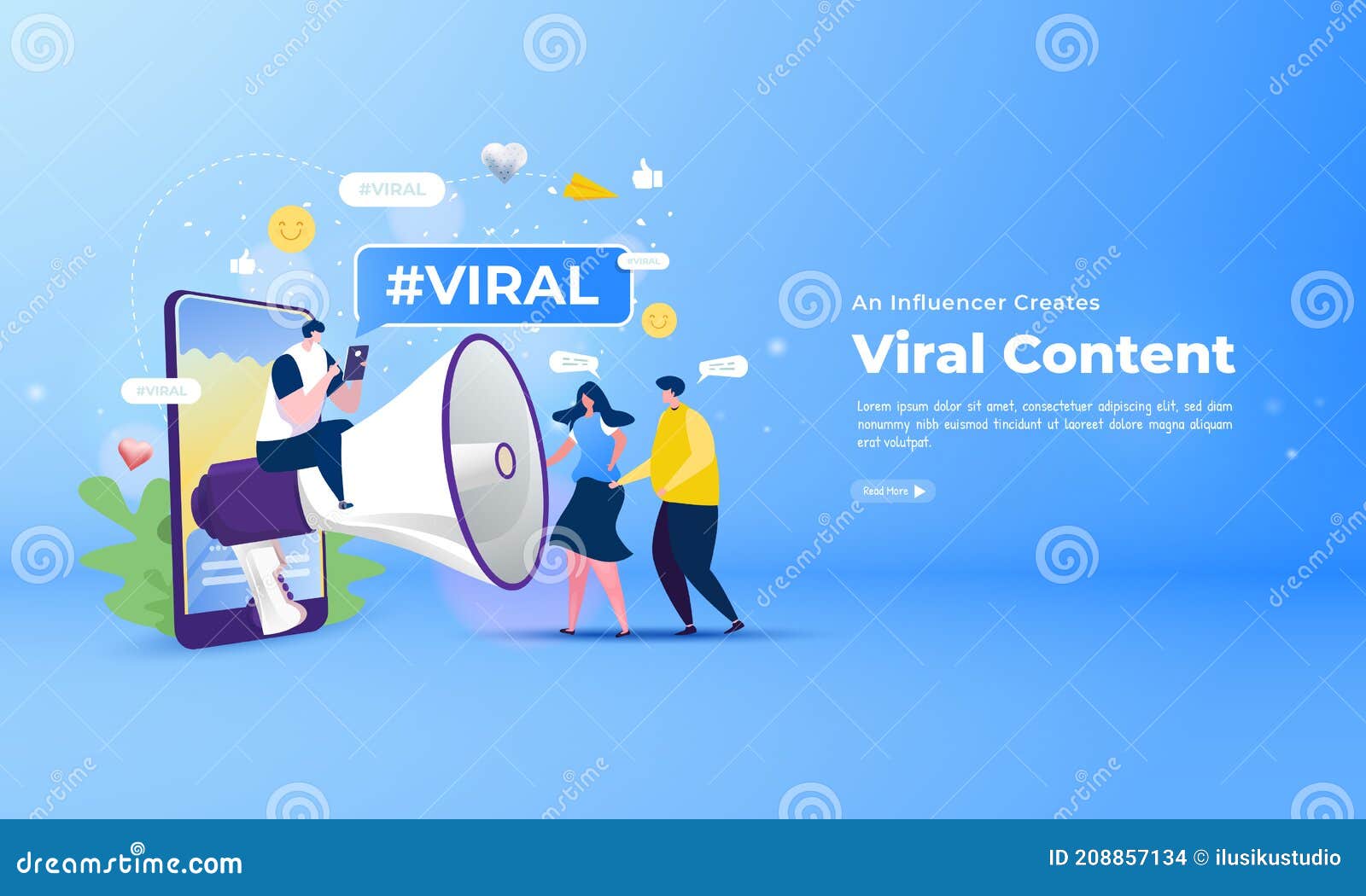 Influencer Make a Viral Topic Using Social Network Concept Stock Vector ...