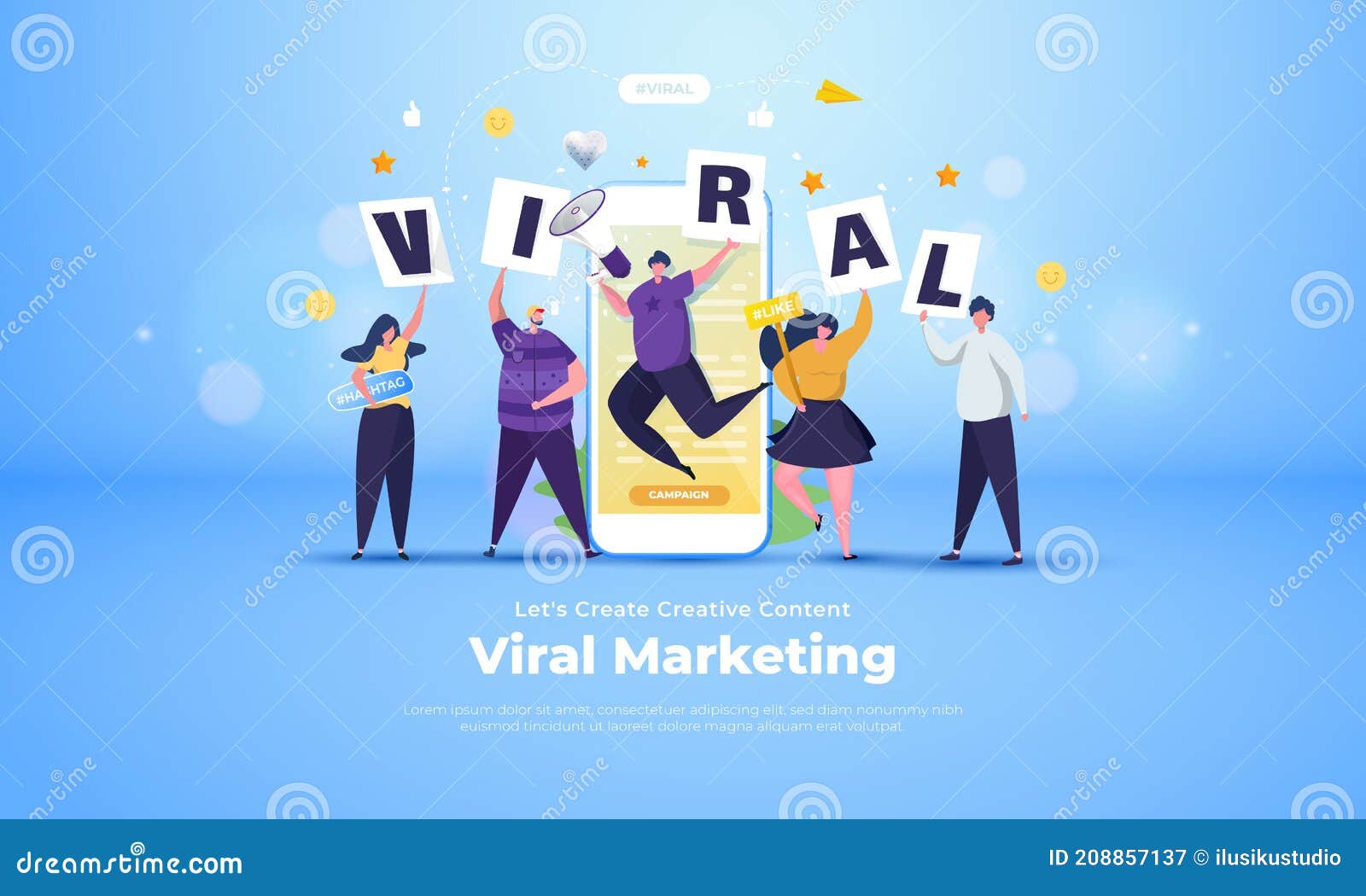 Group of People with Viral Campaign Illustration Concept Stock Vector ...