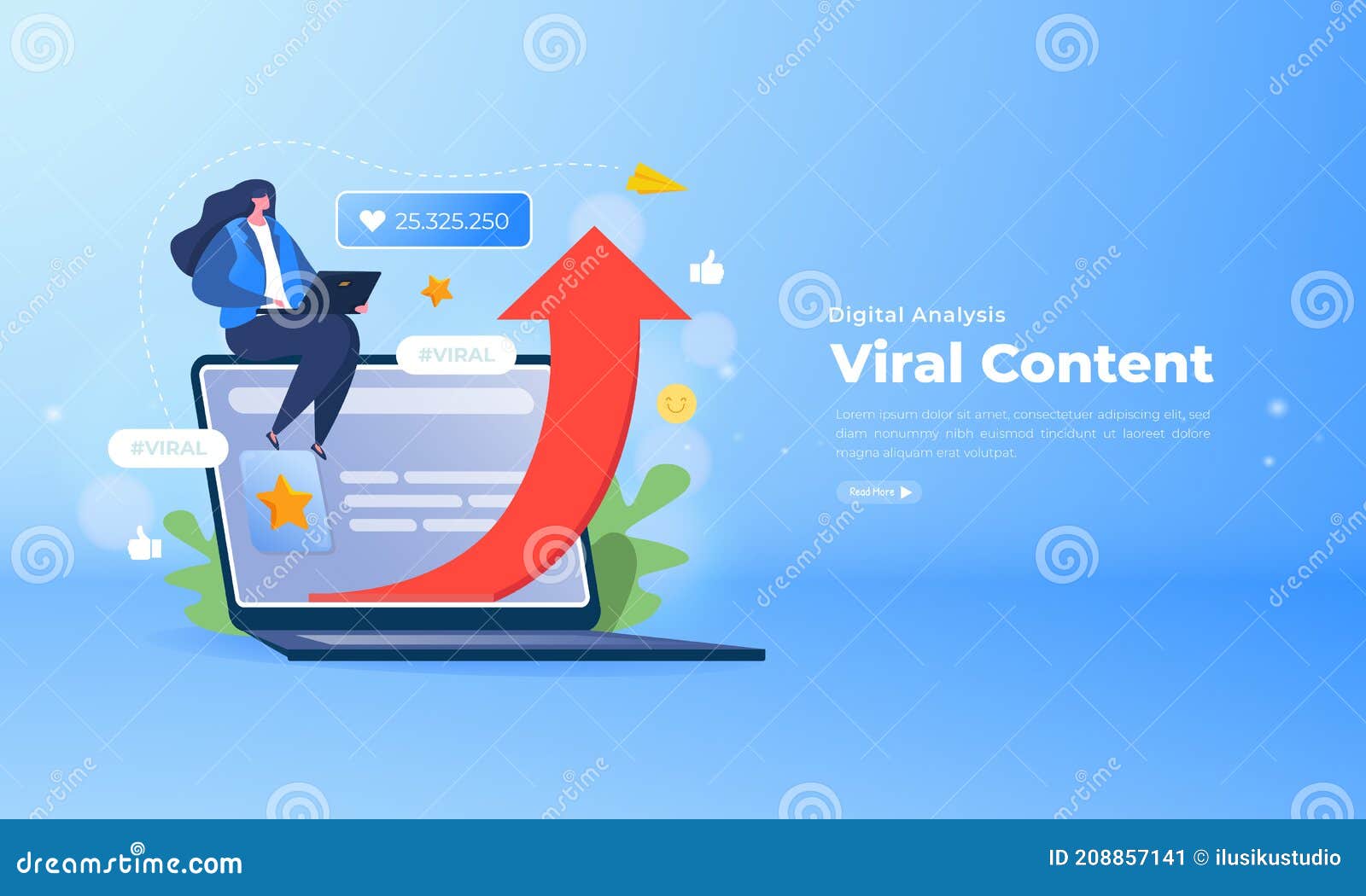 Trending Topic or Viral Content Illustration on Social Media Concept ...