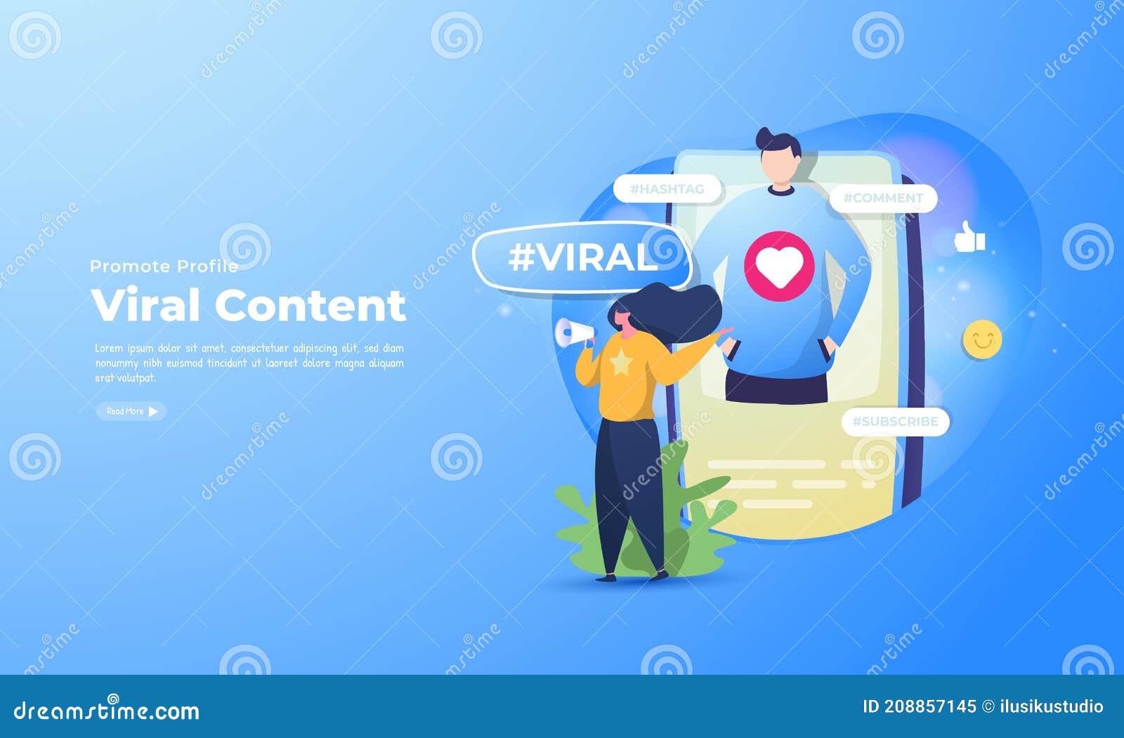 Promote of Social Media Profile for Viral Content Illustration Concept ...