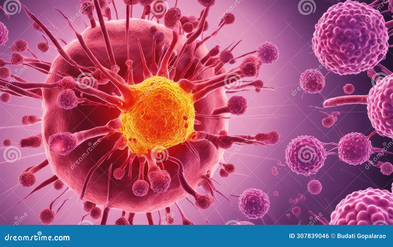 Viral Infection - a Microscopic Battle Stock Illustration ...