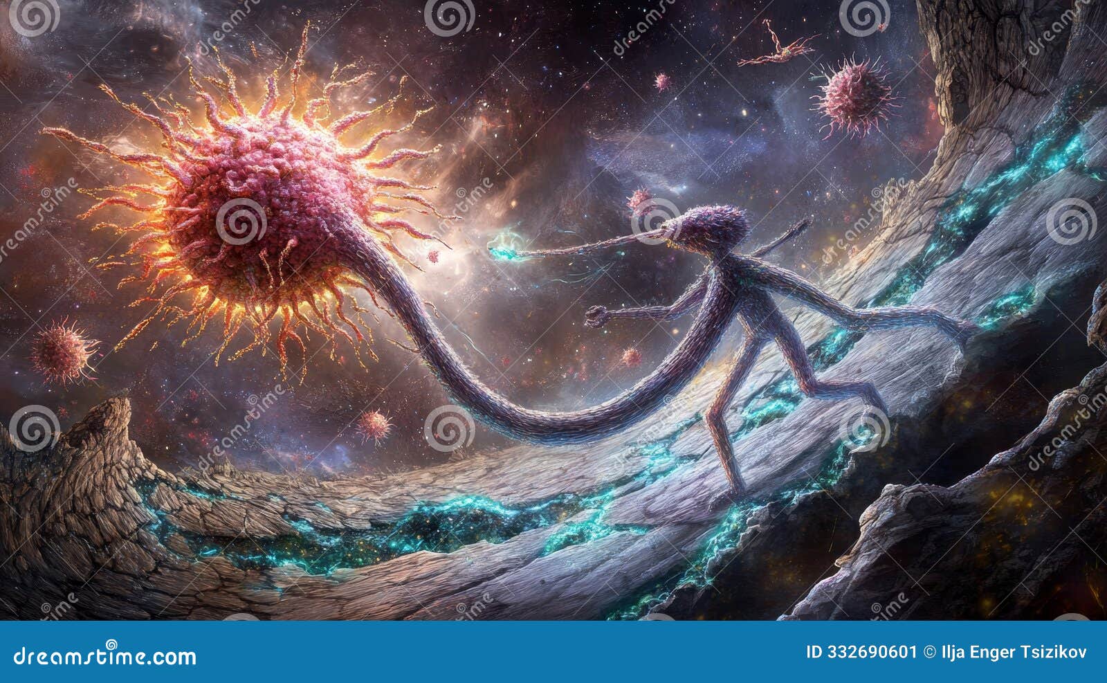 Viral Infection Microscopic View of a Humanoid Cell Attacking a ...