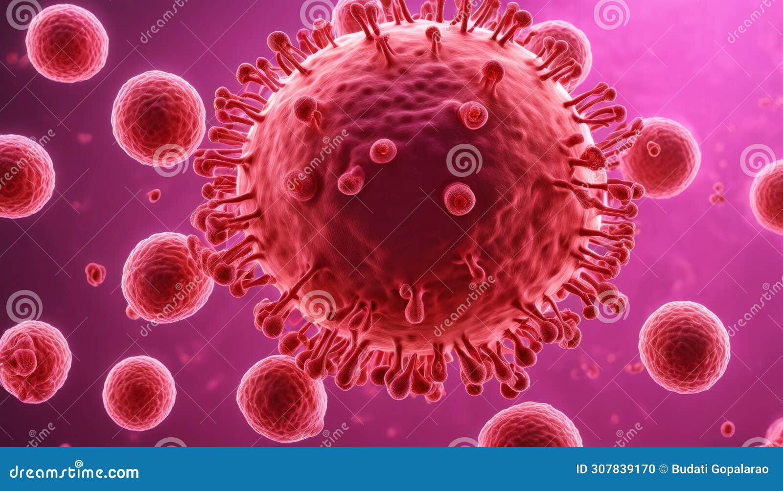 Viral Infection - A Microscopic View Of A Virus Invading A Cell Stock ...