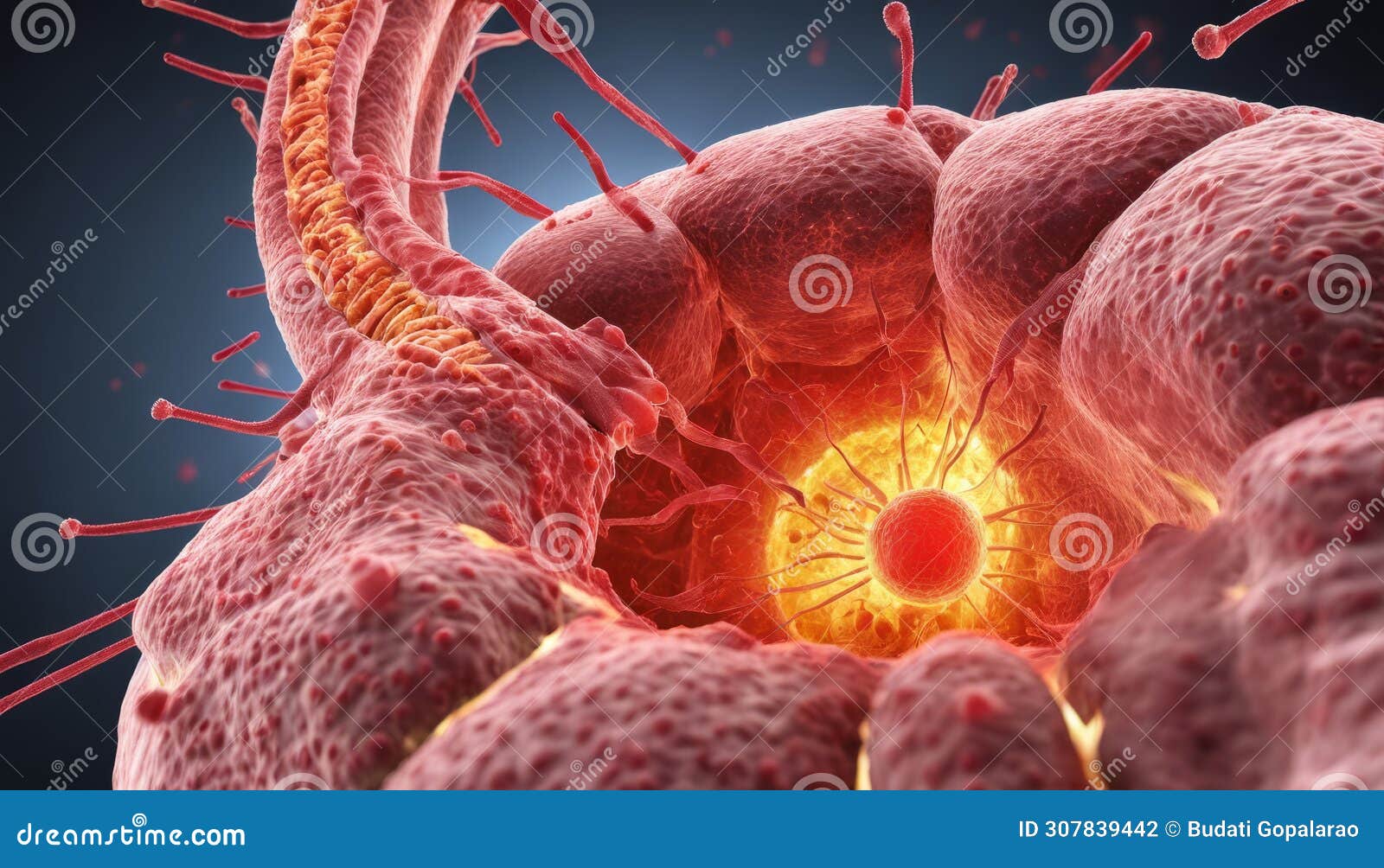 Viral Infection - a Microscopic View of a Virus Invading a Cell Stock ...