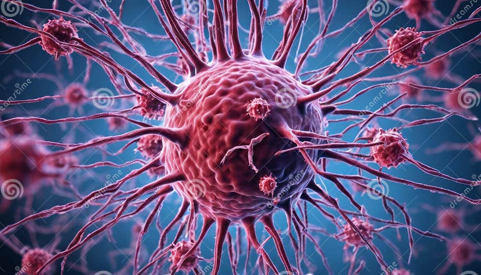 Viral Infection - a Microscopic View of a Virus Invading a Cell Stock ...