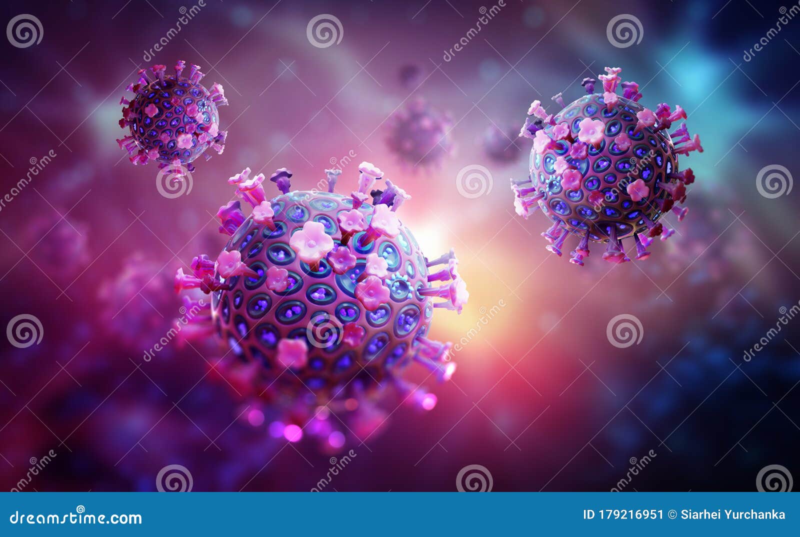 Viral Infections. Microorganisms Under Microscope Stock Illustration ...