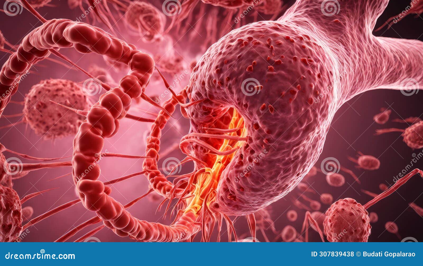 Viral Invasion - a Microscopic View of a Virus Infecting a Cell Stock ...