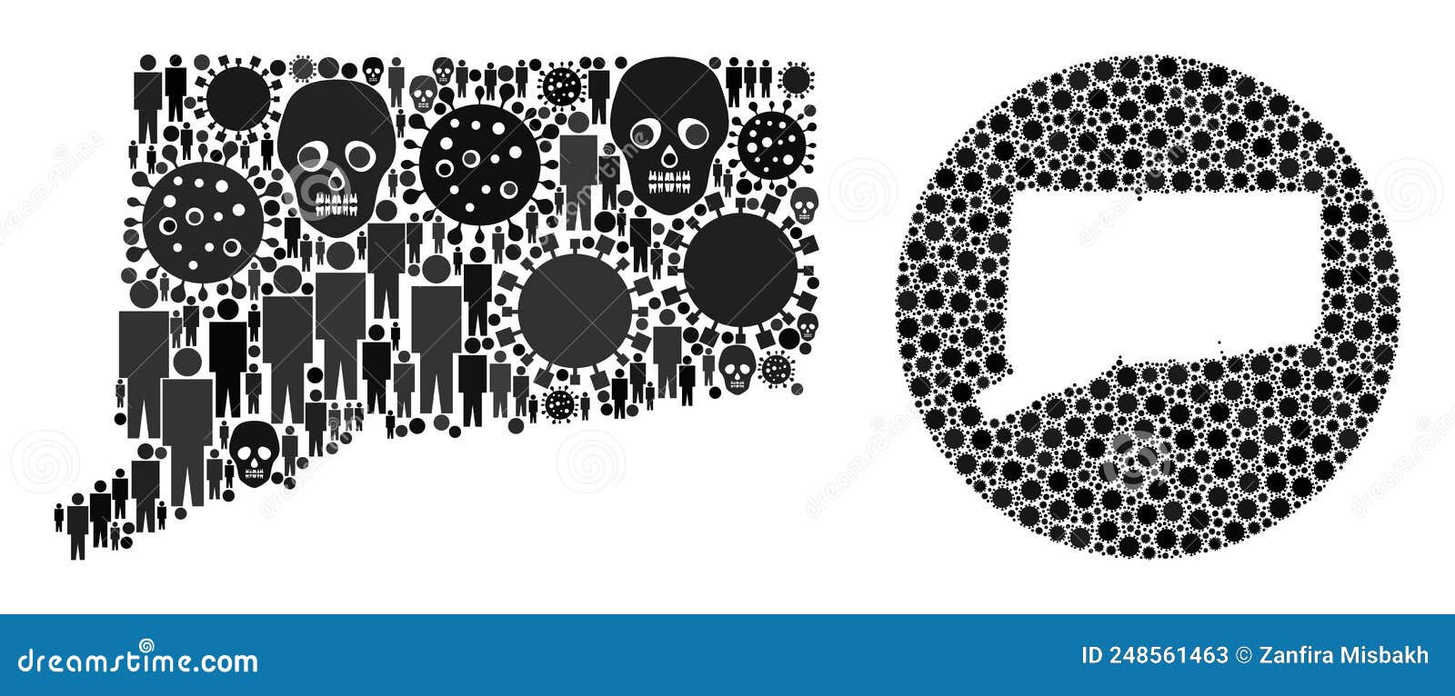 Viral and Men Collages for Connecticut State Map Stock Vector ...