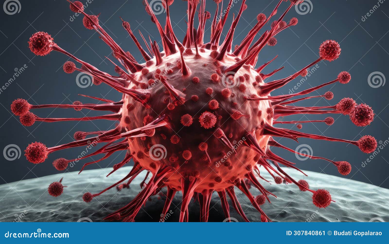 Viral Menace - a Microscopic View of a Virus with Spikes Stock ...