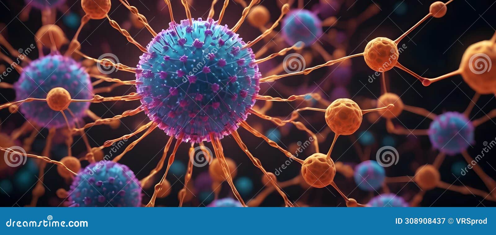 Viral Network Micrograph AI Generative Stock Image - Image of virology ...