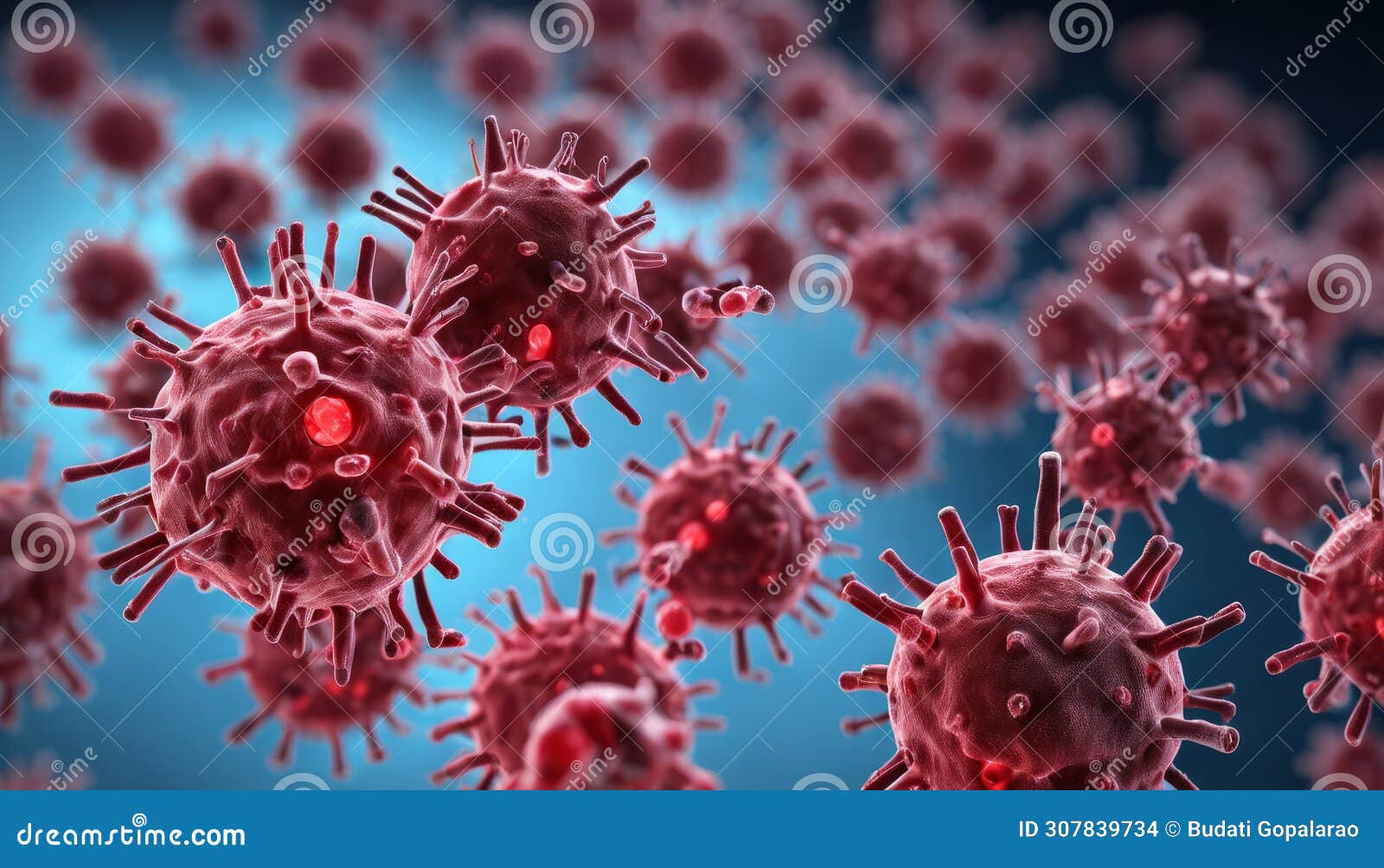 Viral Outbreak - a Microscopic View of a Cluster of Viruses Stock ...