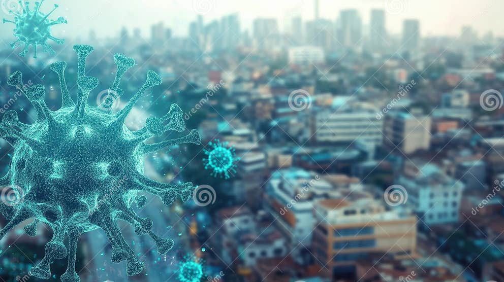 Viral Outbreak Over Cityscape: Pandemic Concept Visualization Stock ...