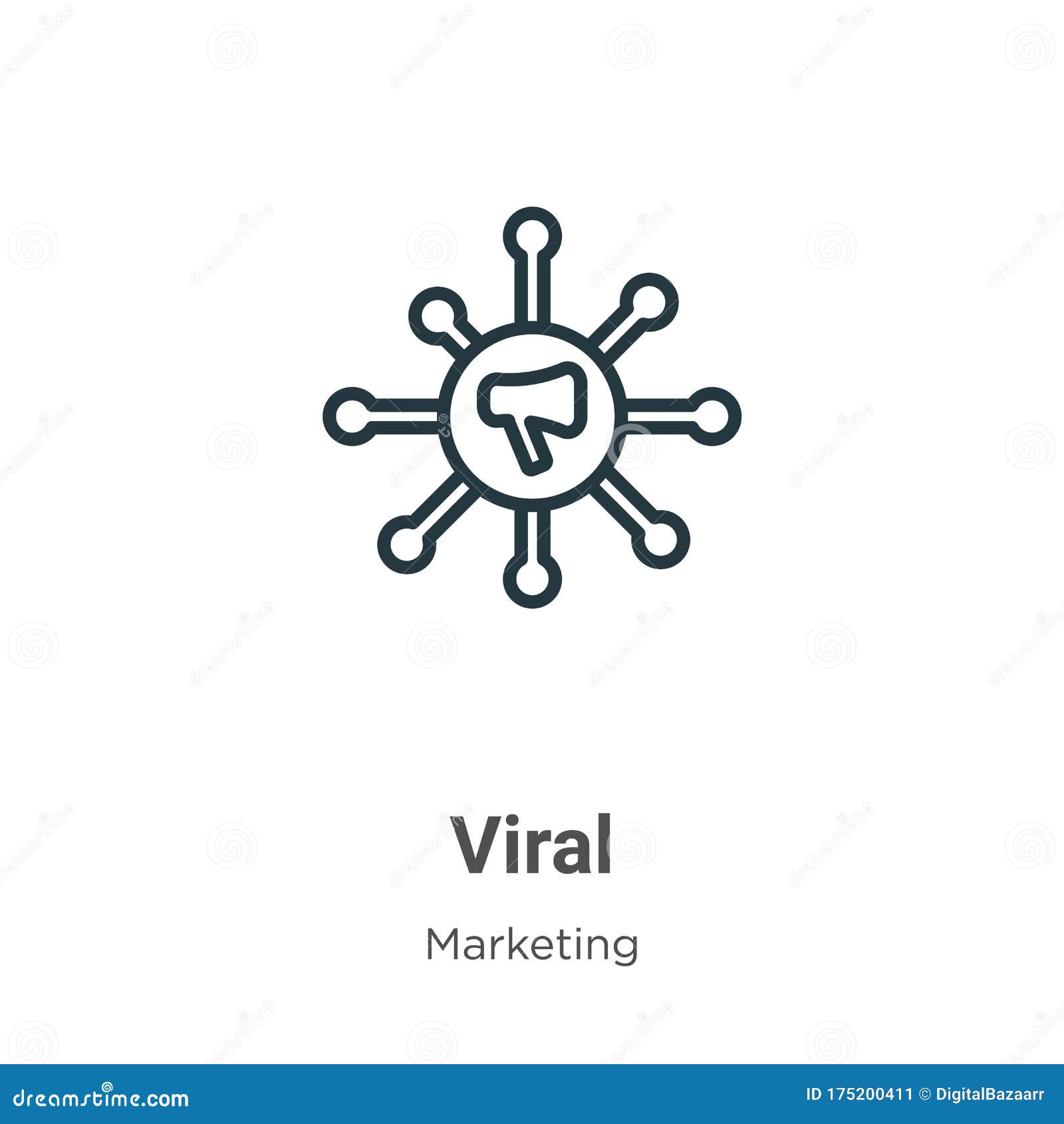 Viral Outline Vector Icon. Thin Line Black Viral Icon, Flat Vector ...