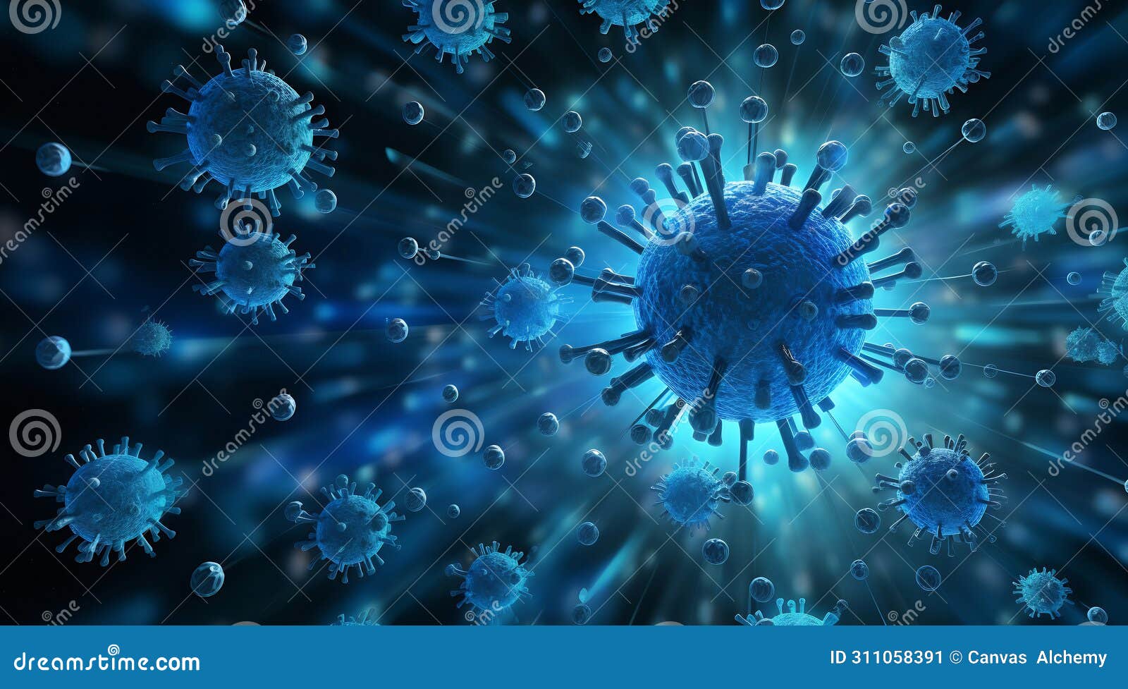 Viral Particle Microscopic Simulation Stock Illustration - Illustration ...