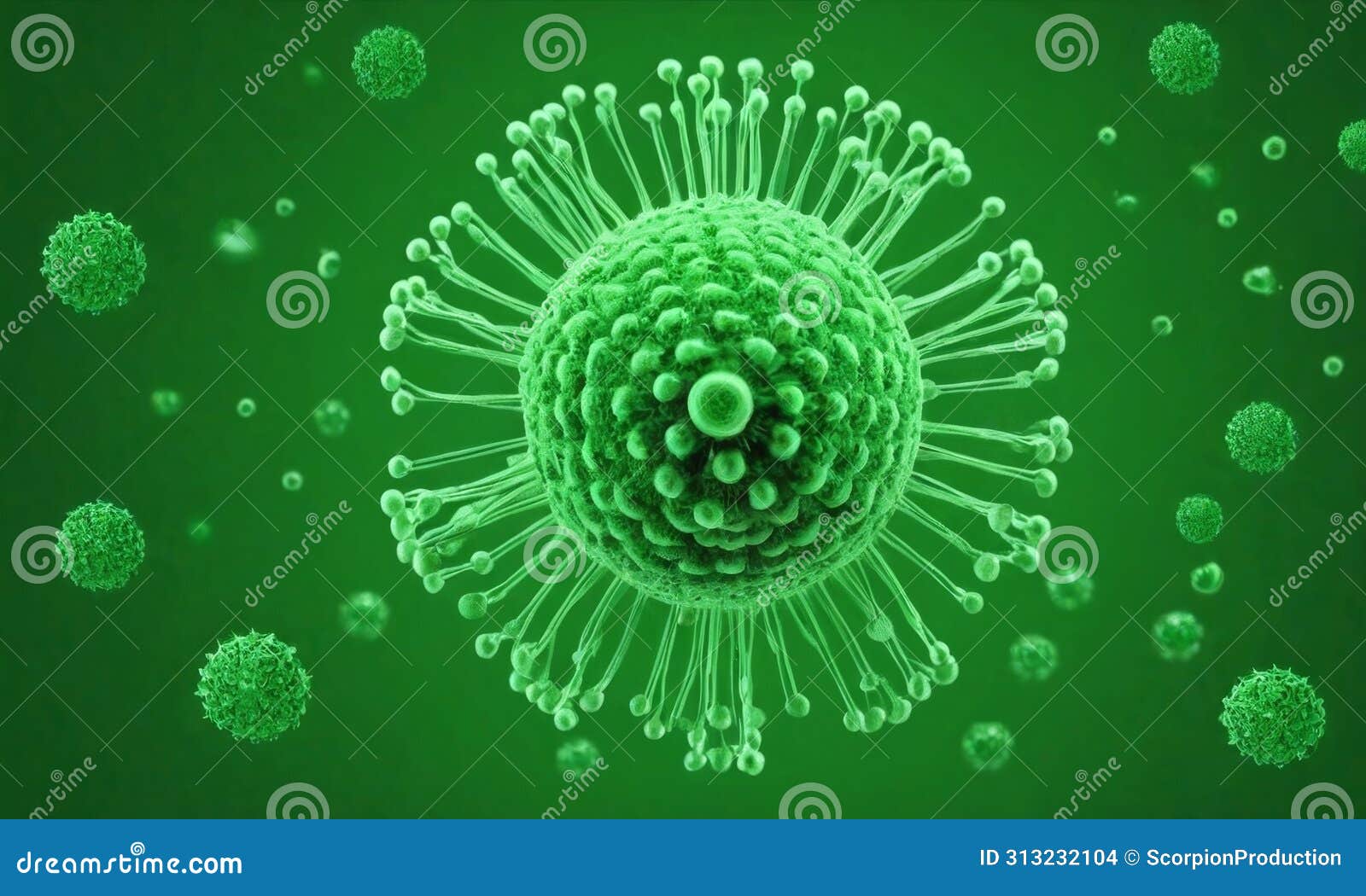 Viral Particle Render in Green Stock Photo - Image of microorganism ...