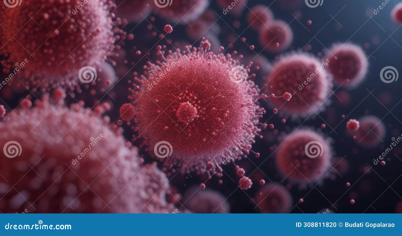 Viral Particles in a Microscopic View, Illustrating the Spread of a ...