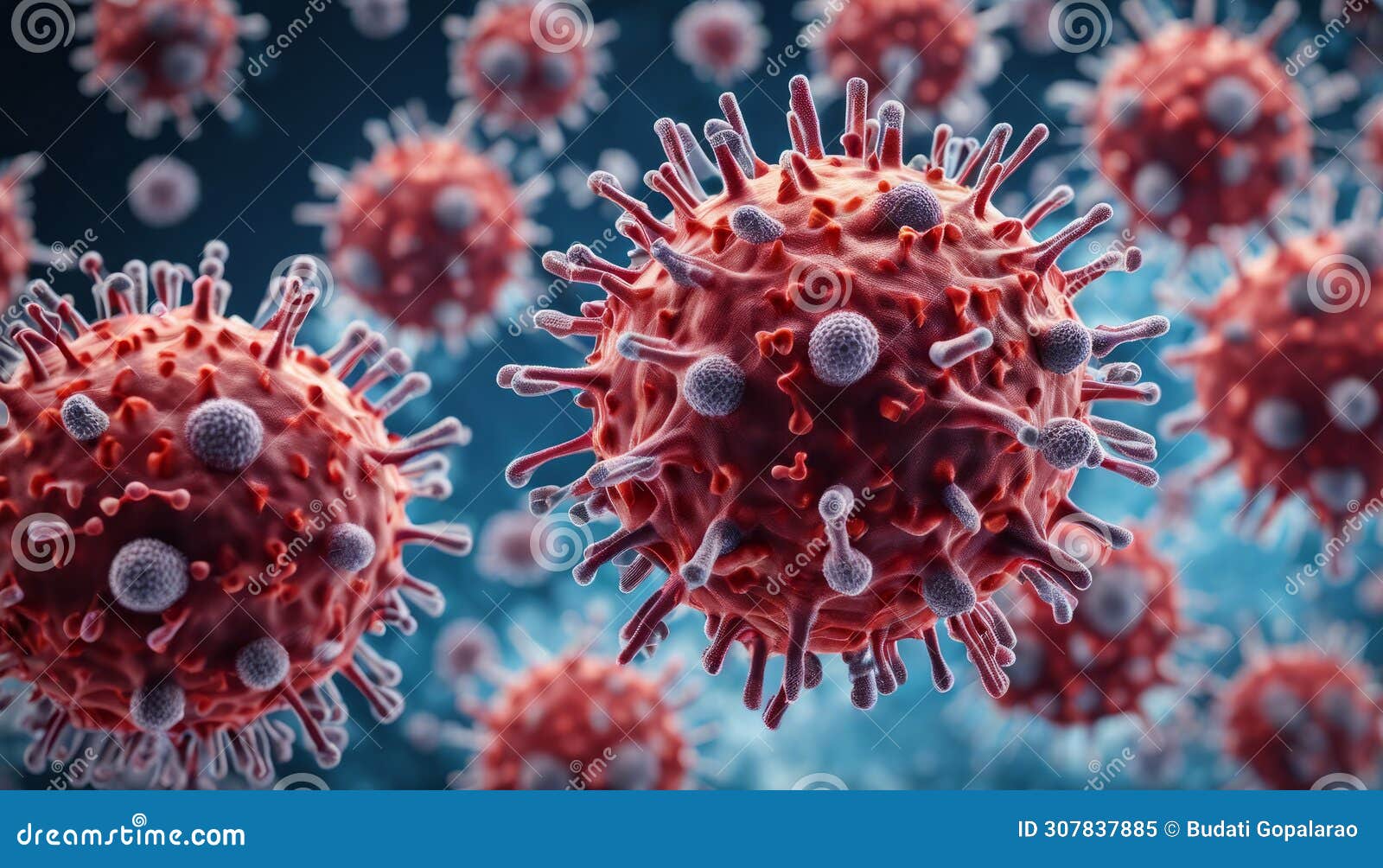 Viral Particles in a Microscopic View, Illustrating the Spread of a ...