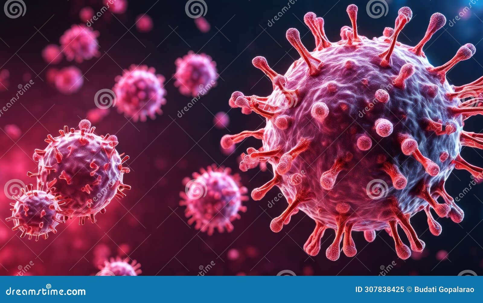 Viral Particles in a Microscopic View, Illustrating the Spread of a ...