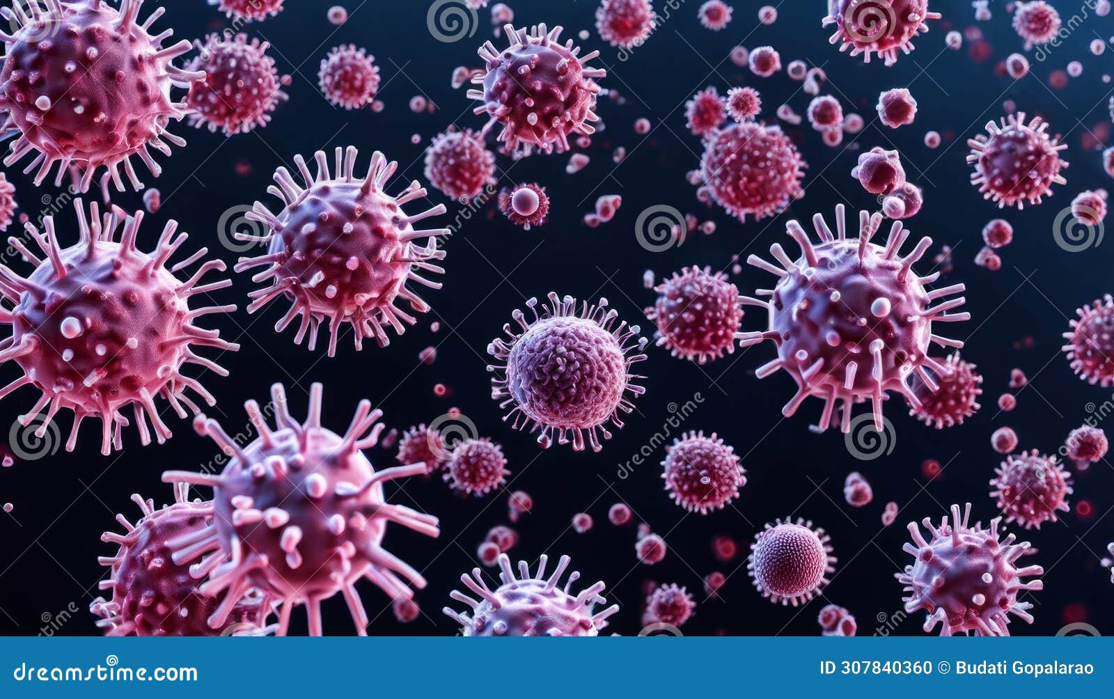 Viral Particles in a Microscopic View, Illustrating the Spread of a ...