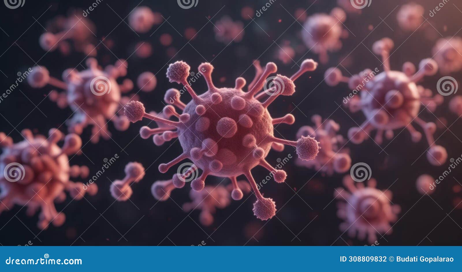 Viral Particles in a Microscopic View, Illustrating the Spread of a ...