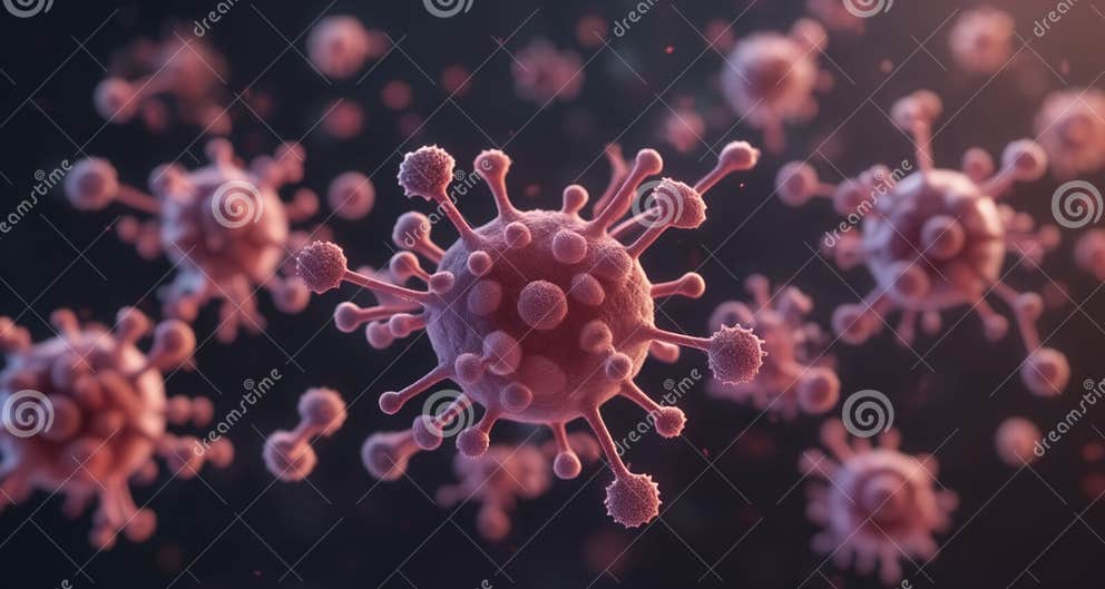 Viral Particles in a Microscopic View, Illustrating the Spread of a ...